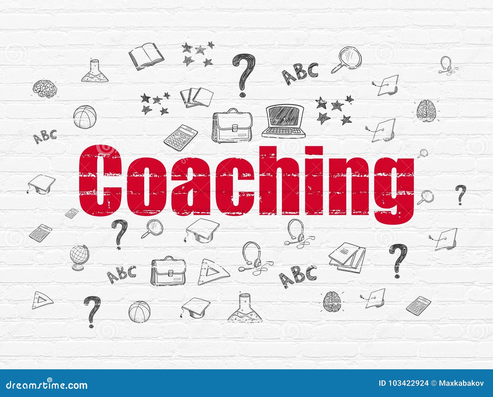Learning Concept: Coaching on Wall Background Stock Illustration ...