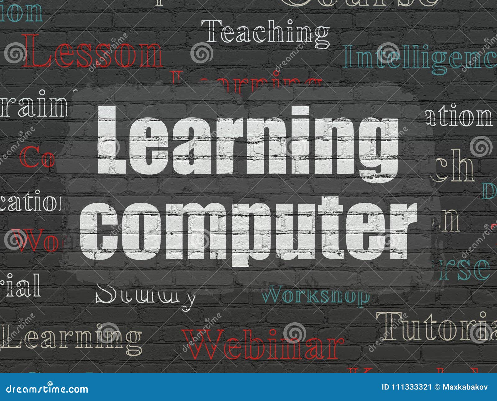 Learning Concept: Learning Computer on Wall Background Stock ...