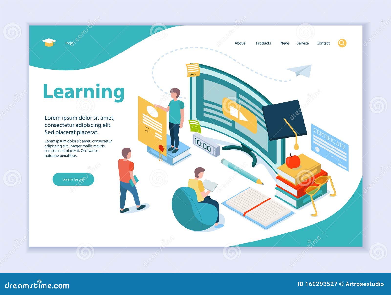 Learning Concept, 3D Isometric Vector Illustration Stock Vector ...