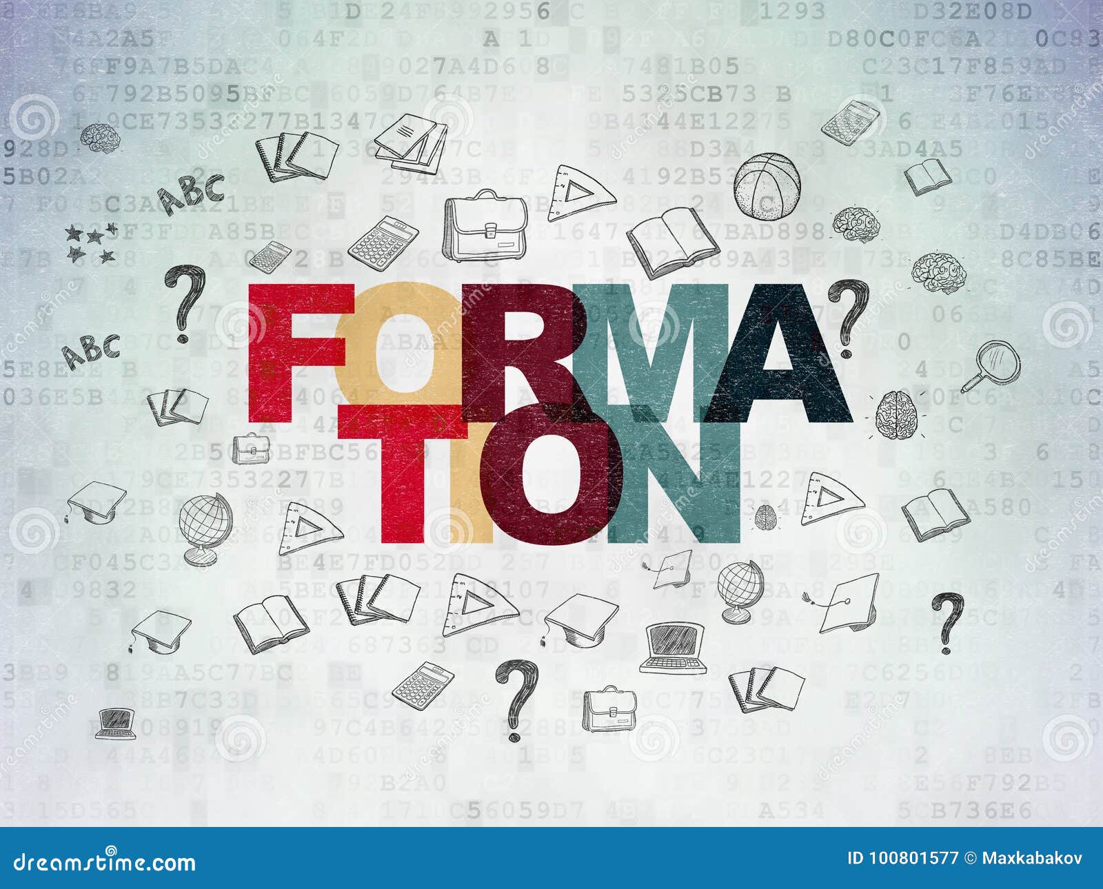 Learning Concept: Formation on Digital Data Paper Background Stock ...