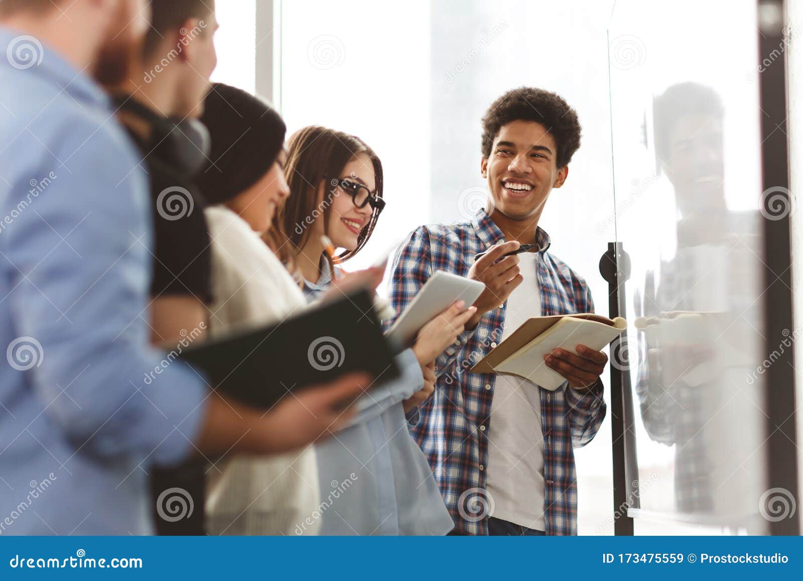 Learning Concept. Friends Discussing Math Equations Together Stock ...