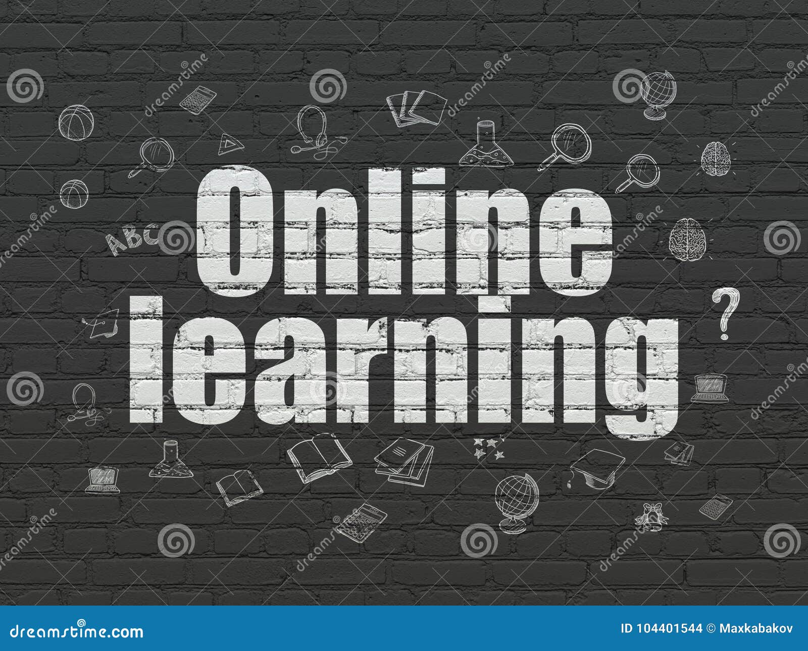 Learning Concept: Online Learning on Wall Background Stock Illustration ...