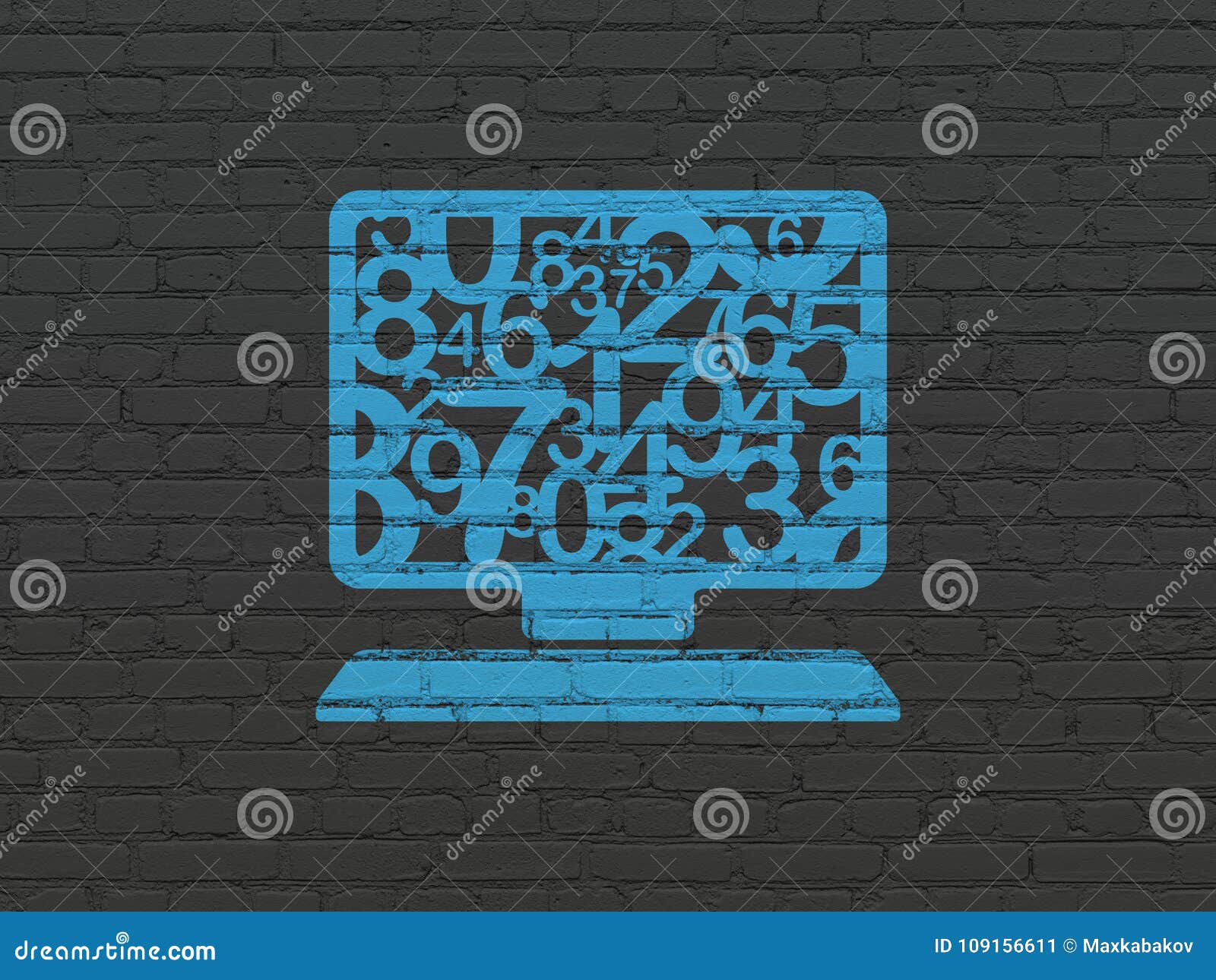 Learning Concept: Computer Pc on Wall Background Stock Illustration ...