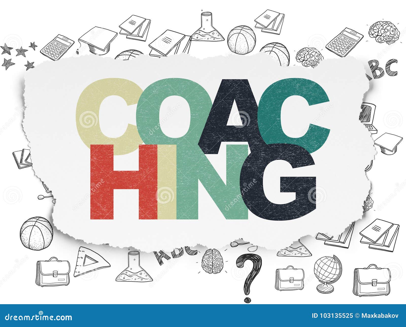 Learning Concept: Coaching on Torn Paper Background Stock Illustration ...