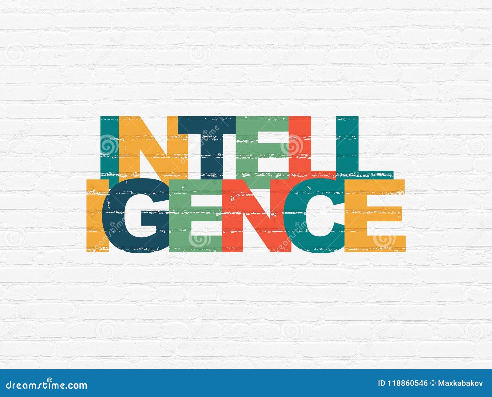 Learning Concept: Intelligence on Wall Background Stock Illustration ...