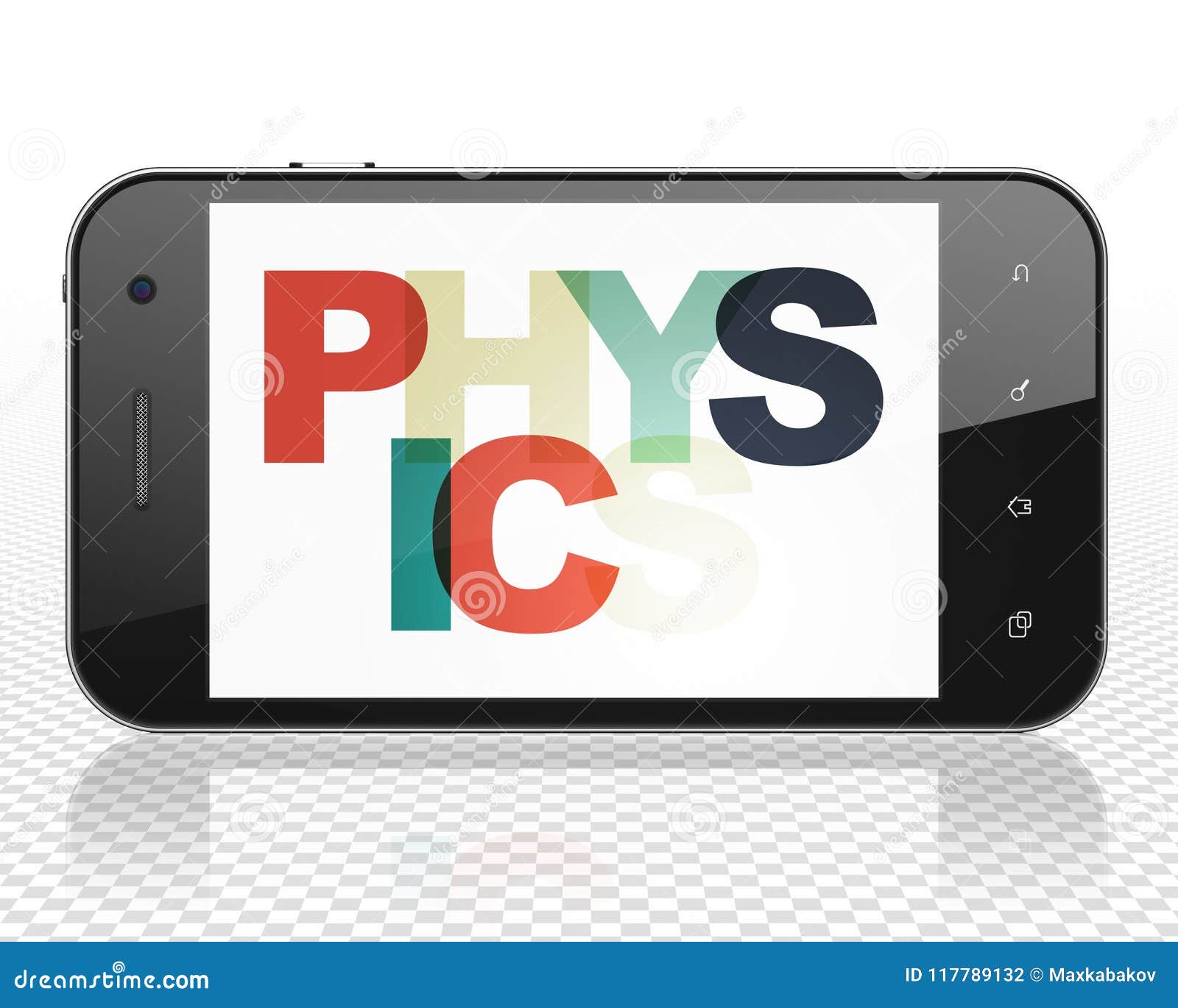 Learning Concept: Smartphone with Physics on Display Stock Illustration ...