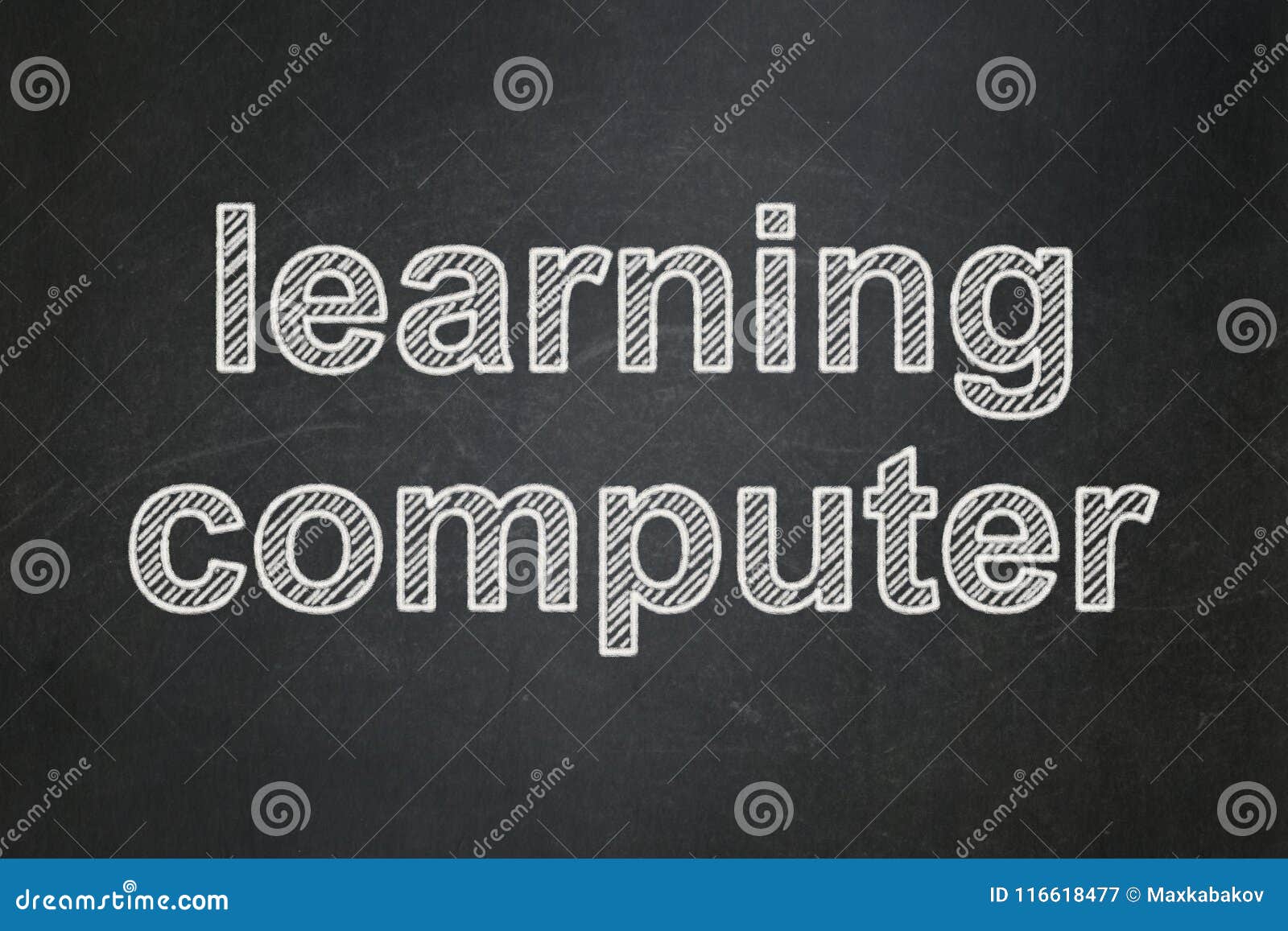 Learning Concept: Learning Computer on Chalkboard Background Stock ...