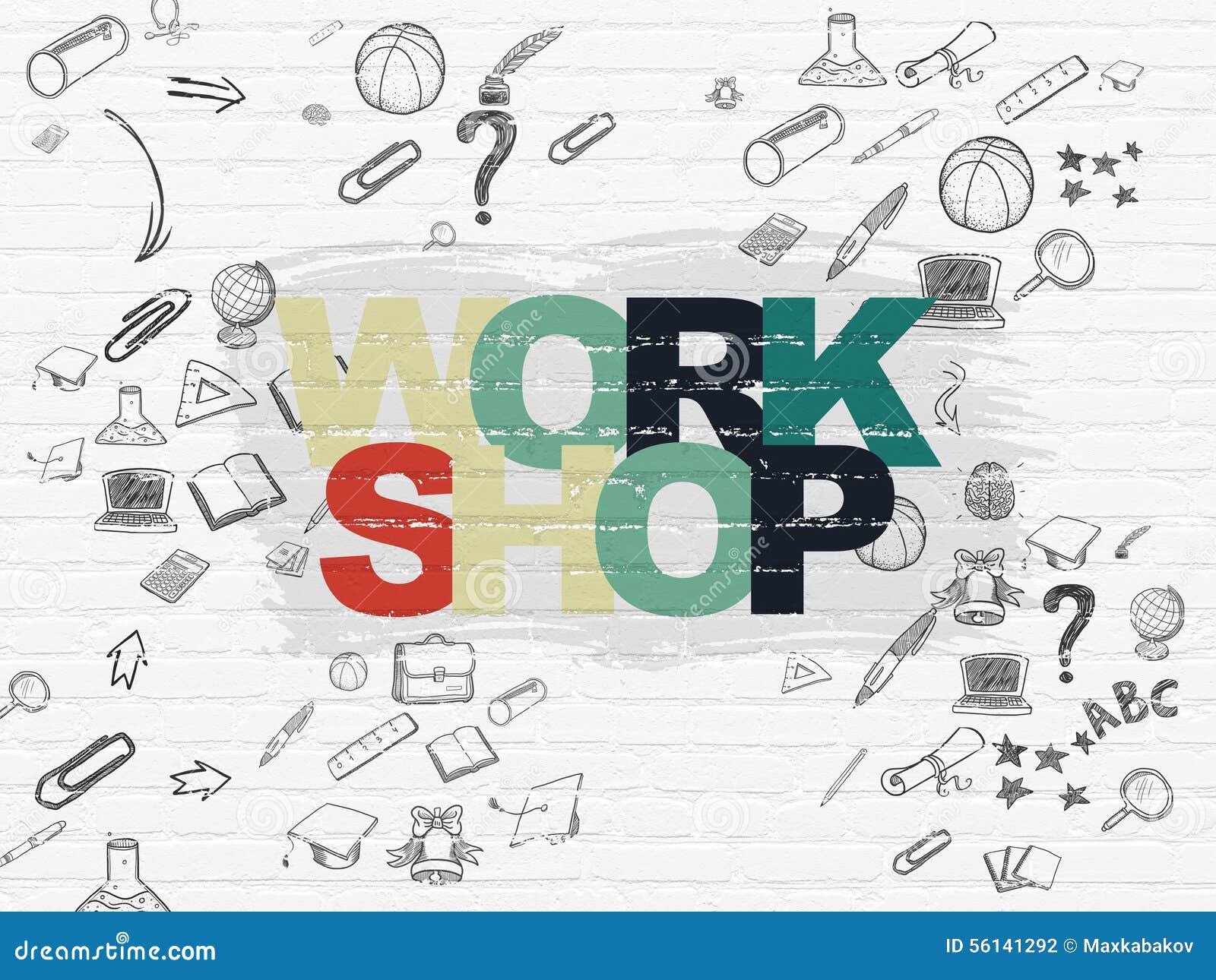 Learning Concept: Workshop on Wall Background Stock Illustration ...