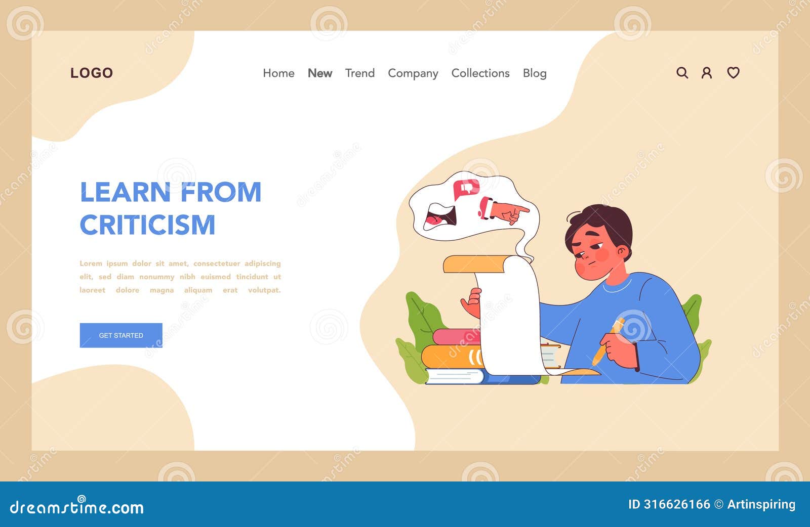 Learning from Criticism Concept. Flat Stock Vector - Illustration of ...