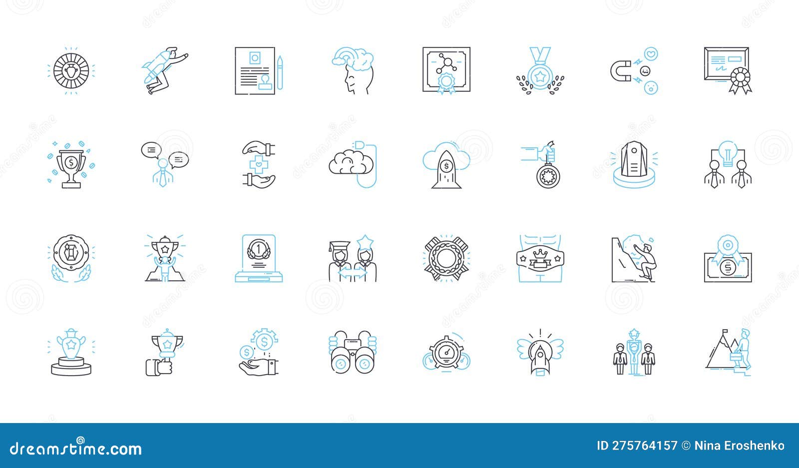Learning Curve Linear Icons Set. Growth, Evolution, Progression ...