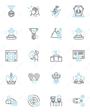 Learning Curve Linear Icons Set. Growth, Evolution, Progression ...