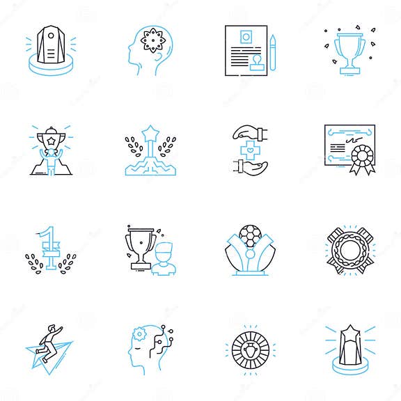 Learning Curve Linear Icons Set. Growth, Evolution, Progression ...