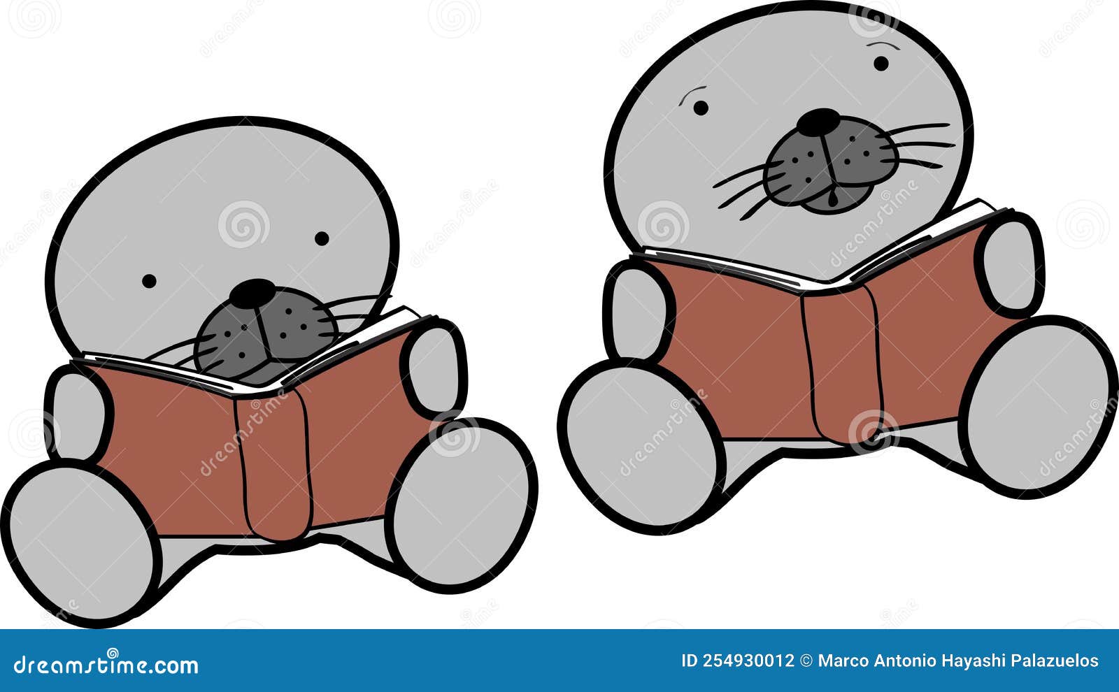 Seal Reading A Book In Beed During Christmas Eve Night Cartoon ...