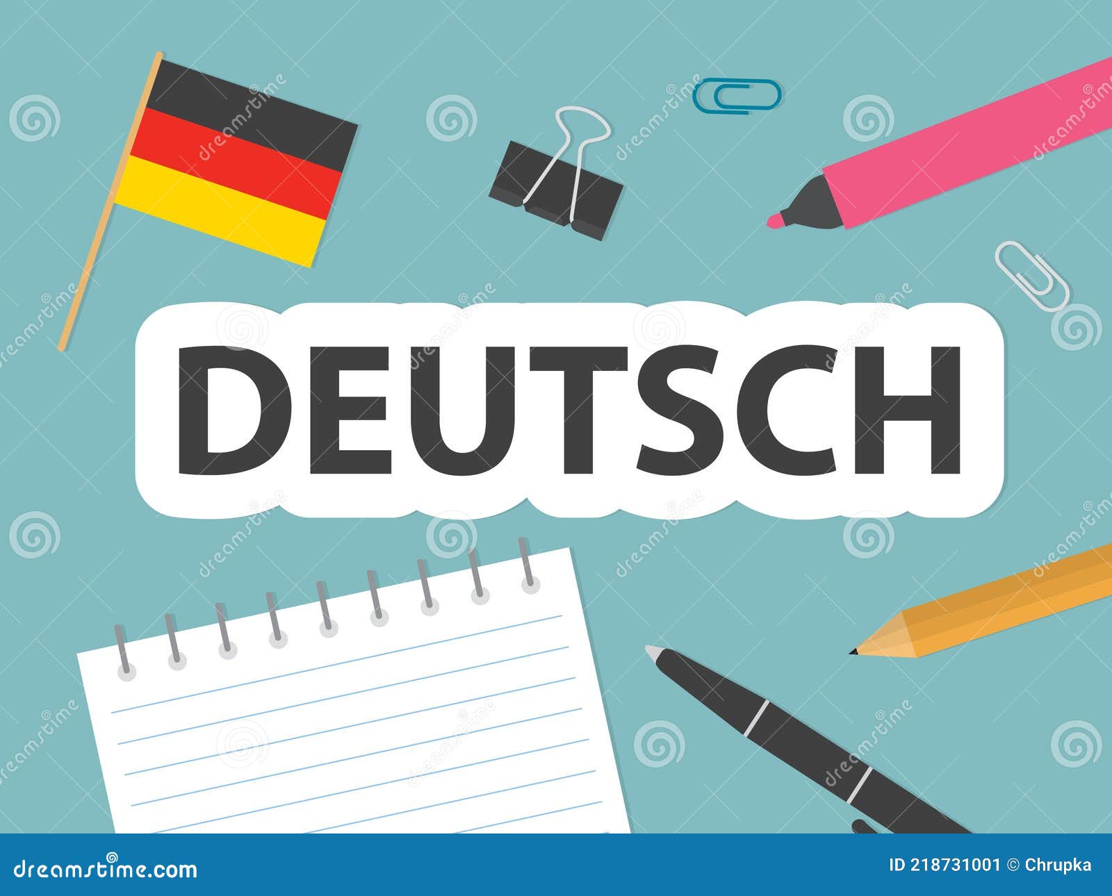 Learning Deutsch Language Concept Stock Vector - Illustration of skill ...