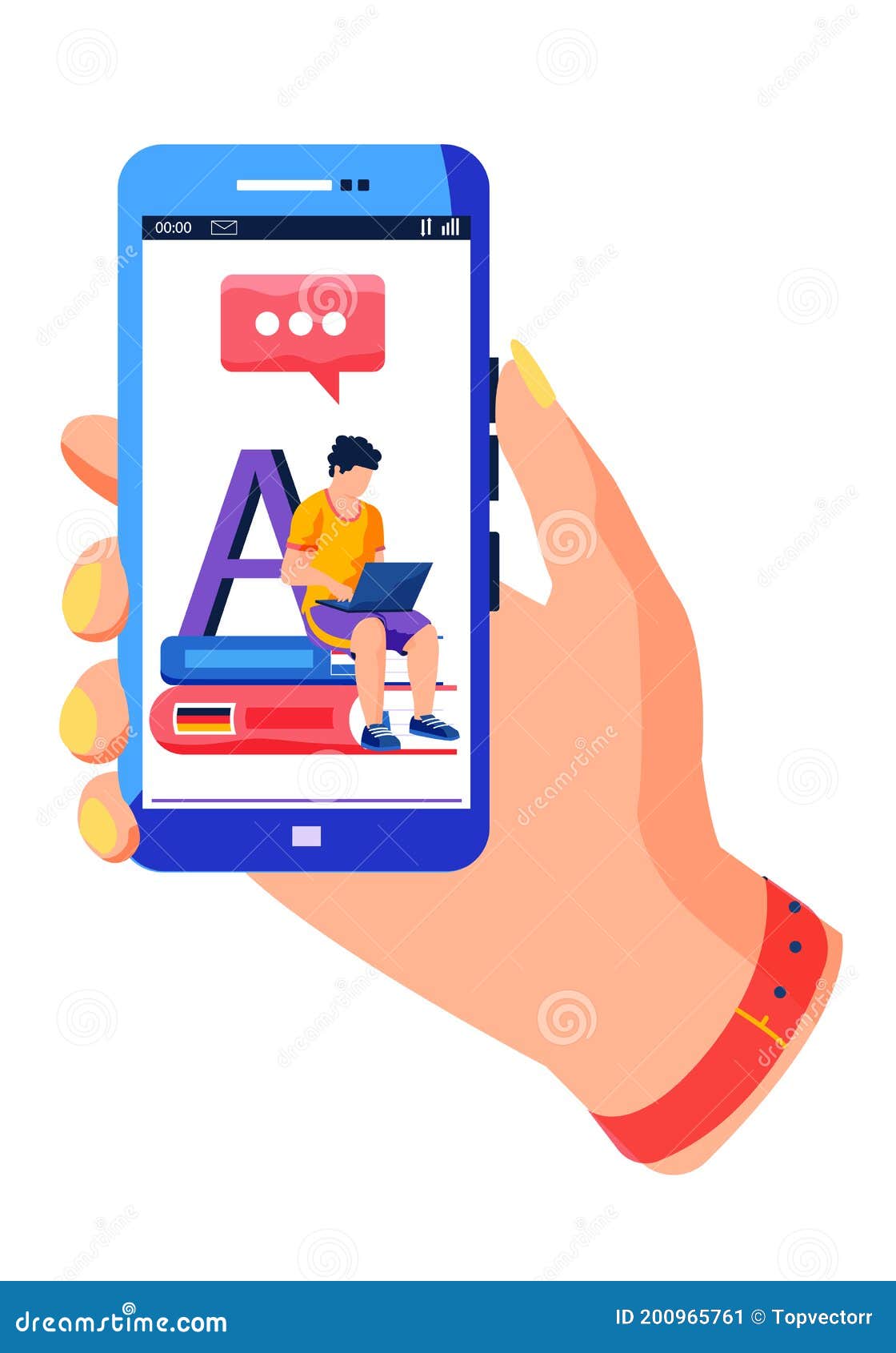 Learning Different Languages Online. Screen with Student Sitting with ...