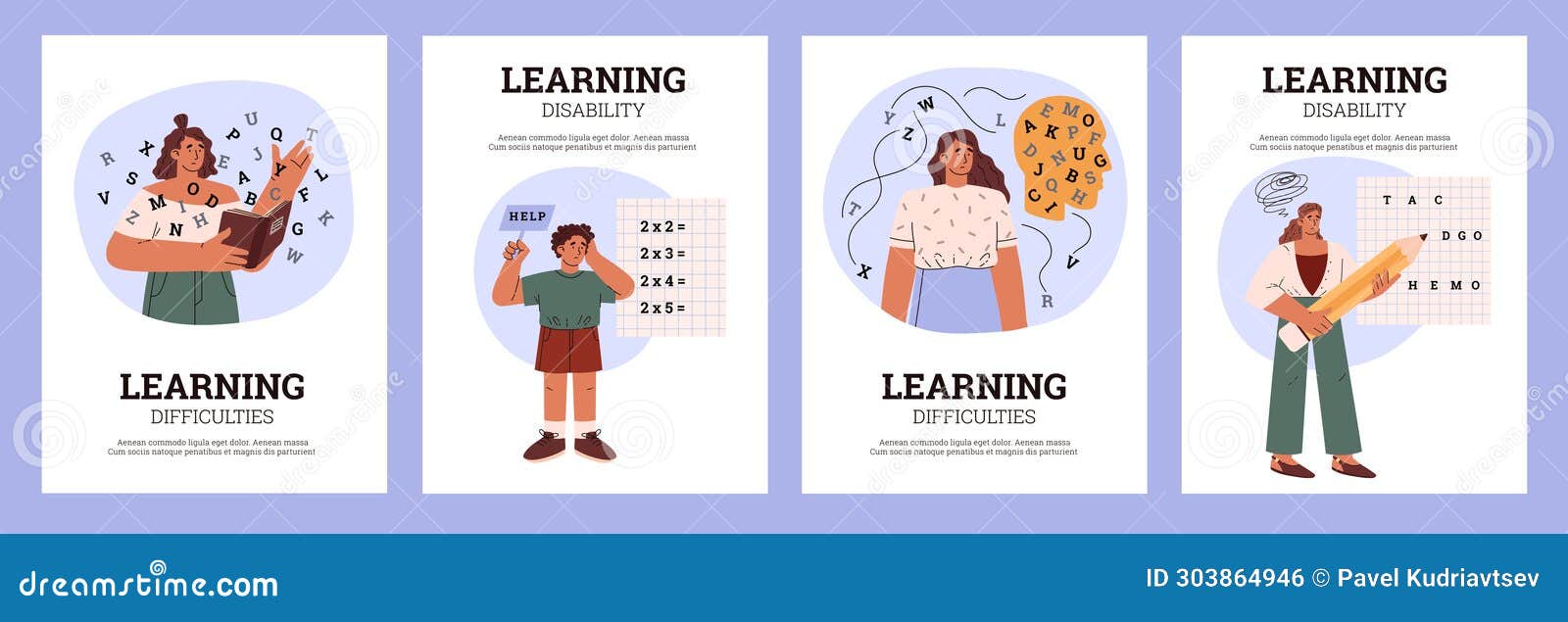 Learning Difficulties and Learning Disability Banners Vector ...