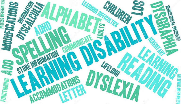 Learning Disability Word Cloud Stock Illustration - Illustration of ...