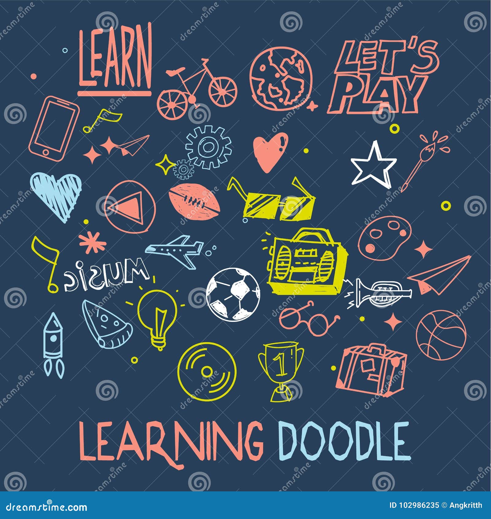 Learning Doodle. School Concept - Vector Stock Vector - Illustration of ...