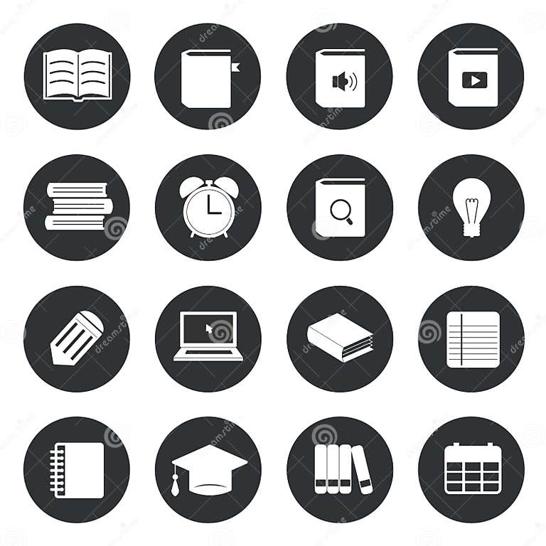 Learning Education Circle Icons Set Stock Vector - Illustration of page ...