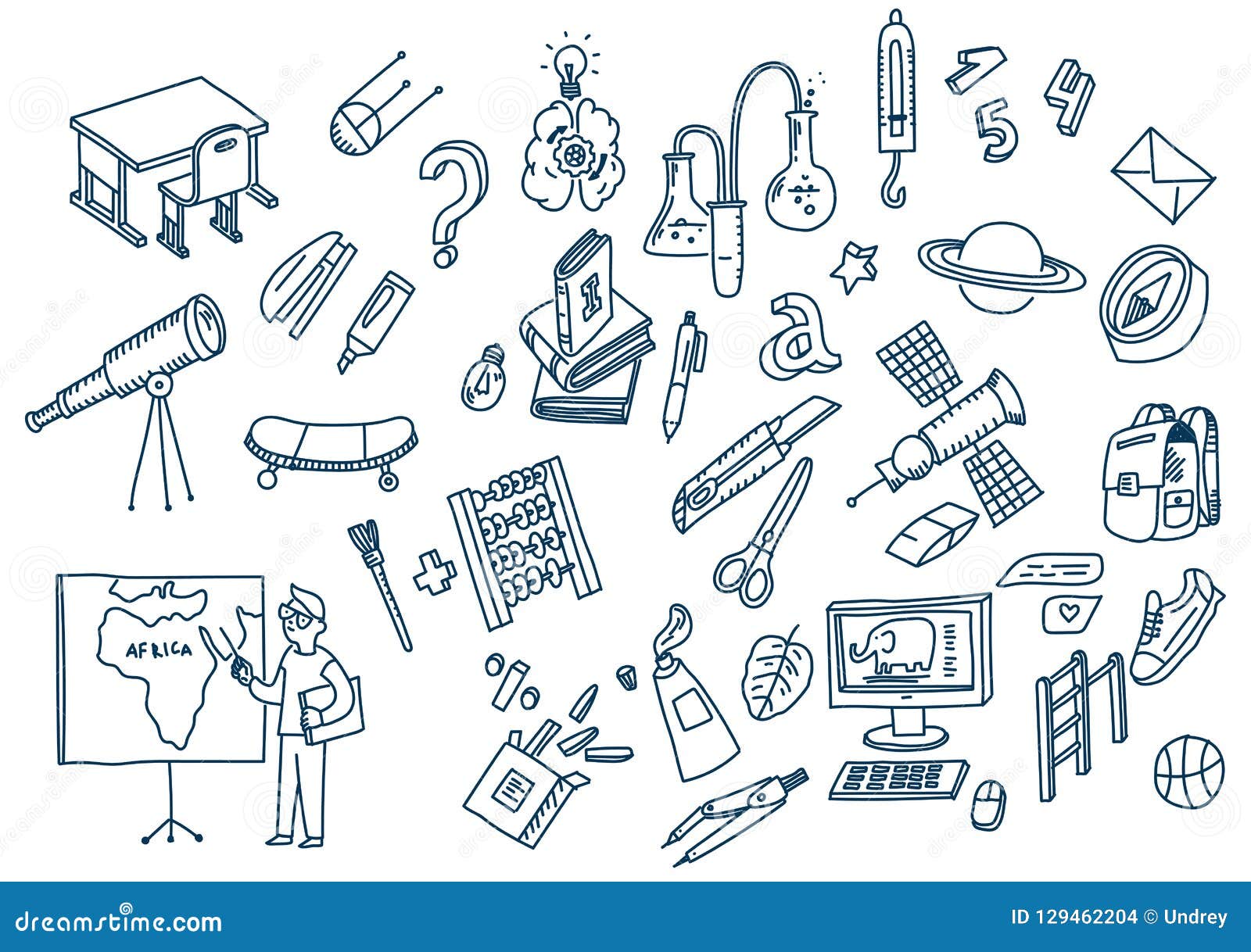 Learning and Education Hand Drawn Doodle School Elements Stock Vector ...