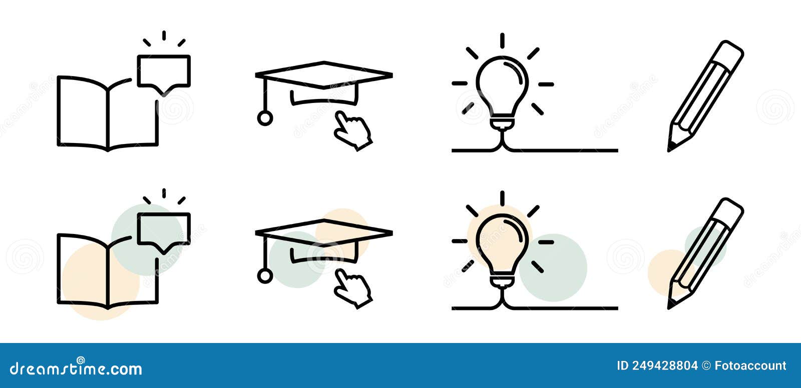 Learning Education Icon Set - Different Vector Illustrations Isolated ...