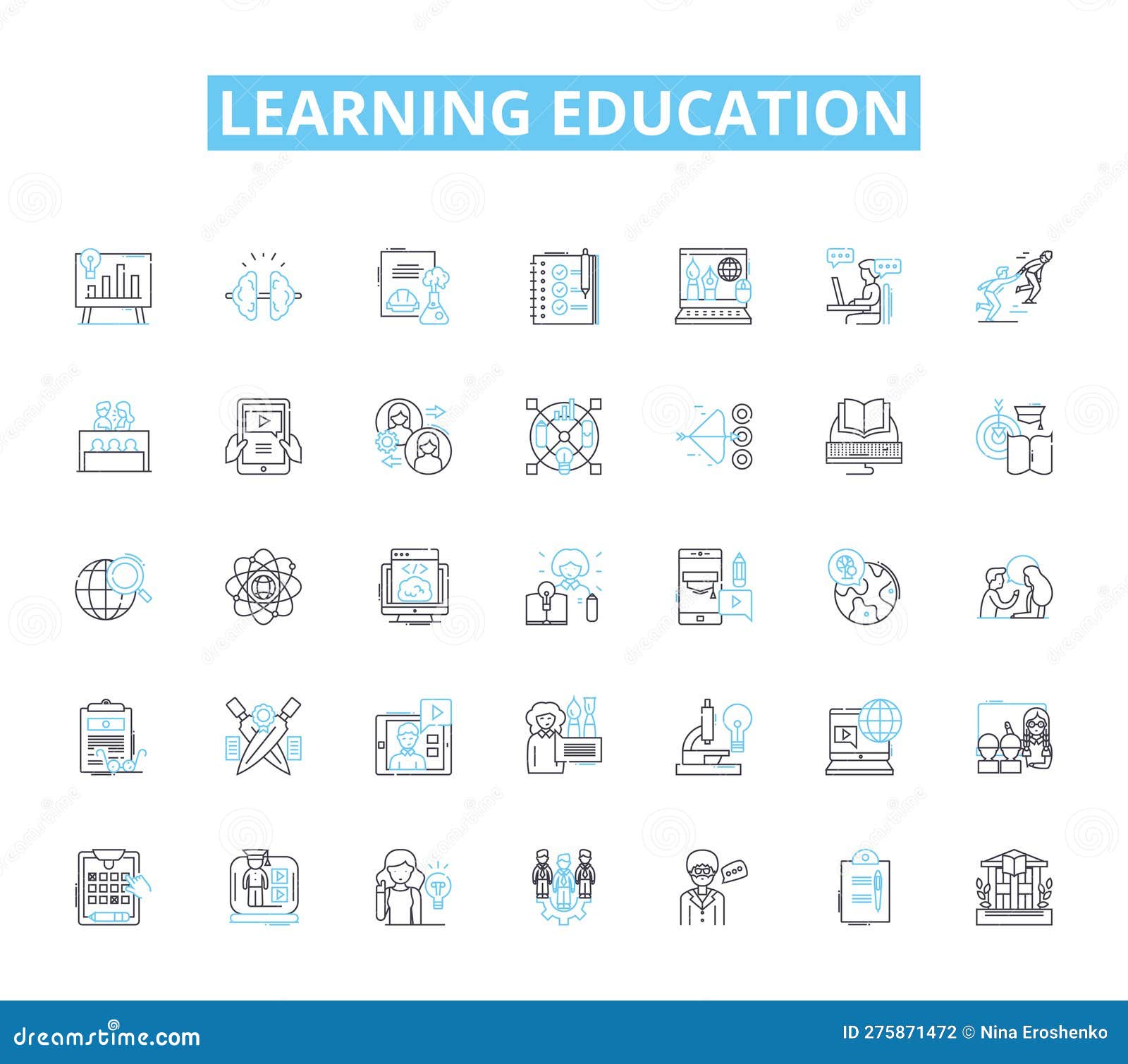 Learning Education Linear Icons Set. Knowledge, Growth, Insight ...