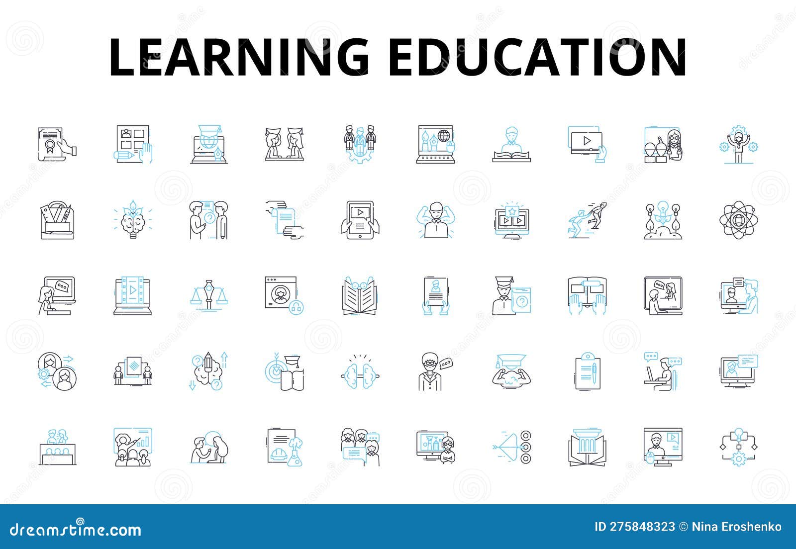 Learning Education Linear Icons Set. Knowledge, Growth, Insight ...