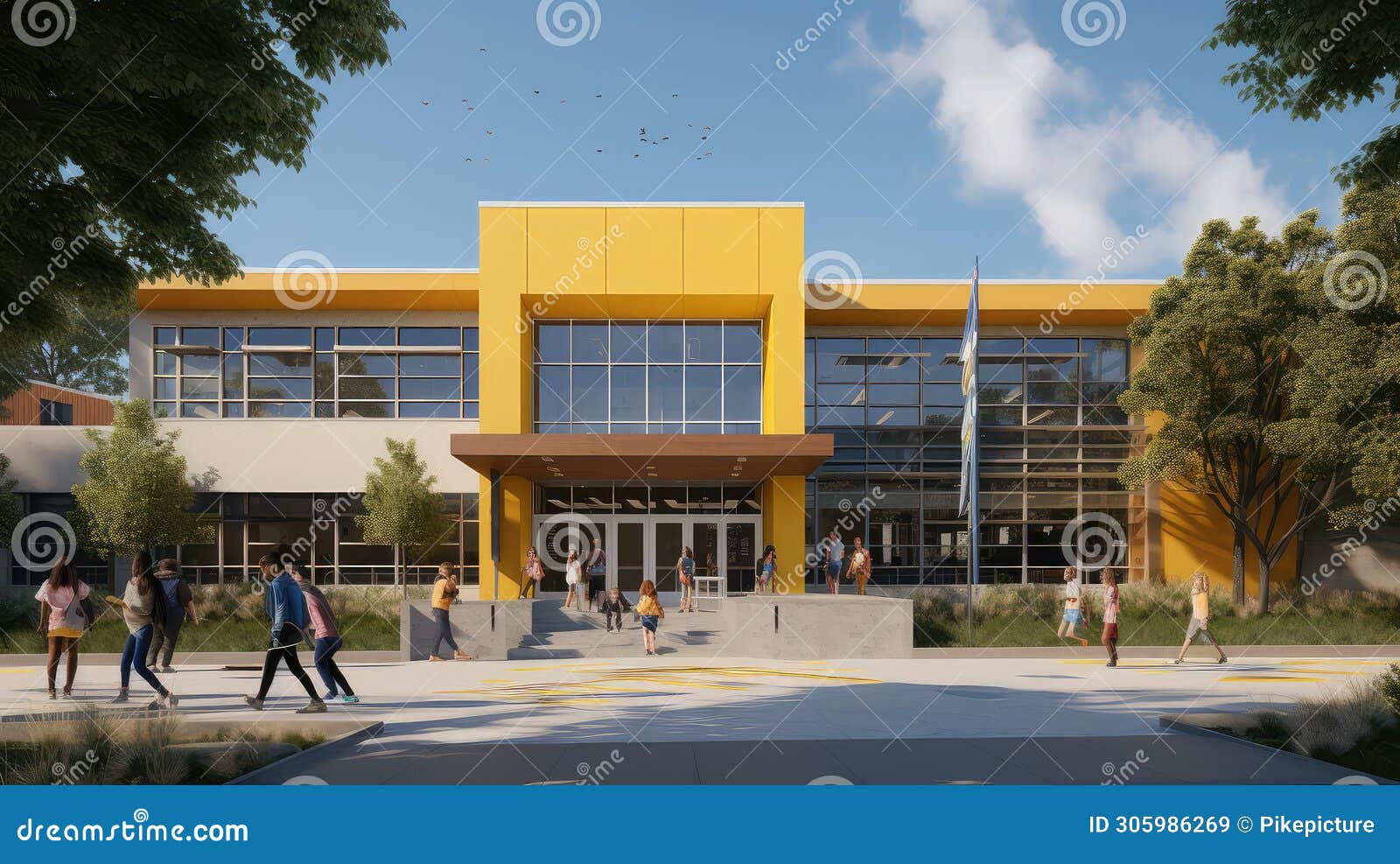 Learning Elementary School Building Stock Illustration - Illustration ...