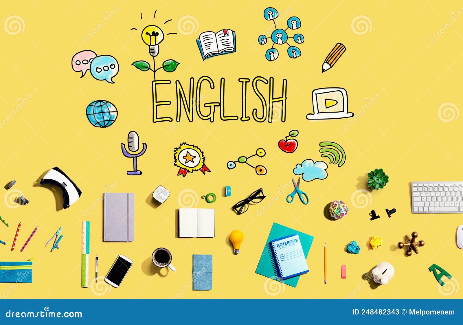 Learning English Concept with Electronic Gadgets and Office Supplies ...