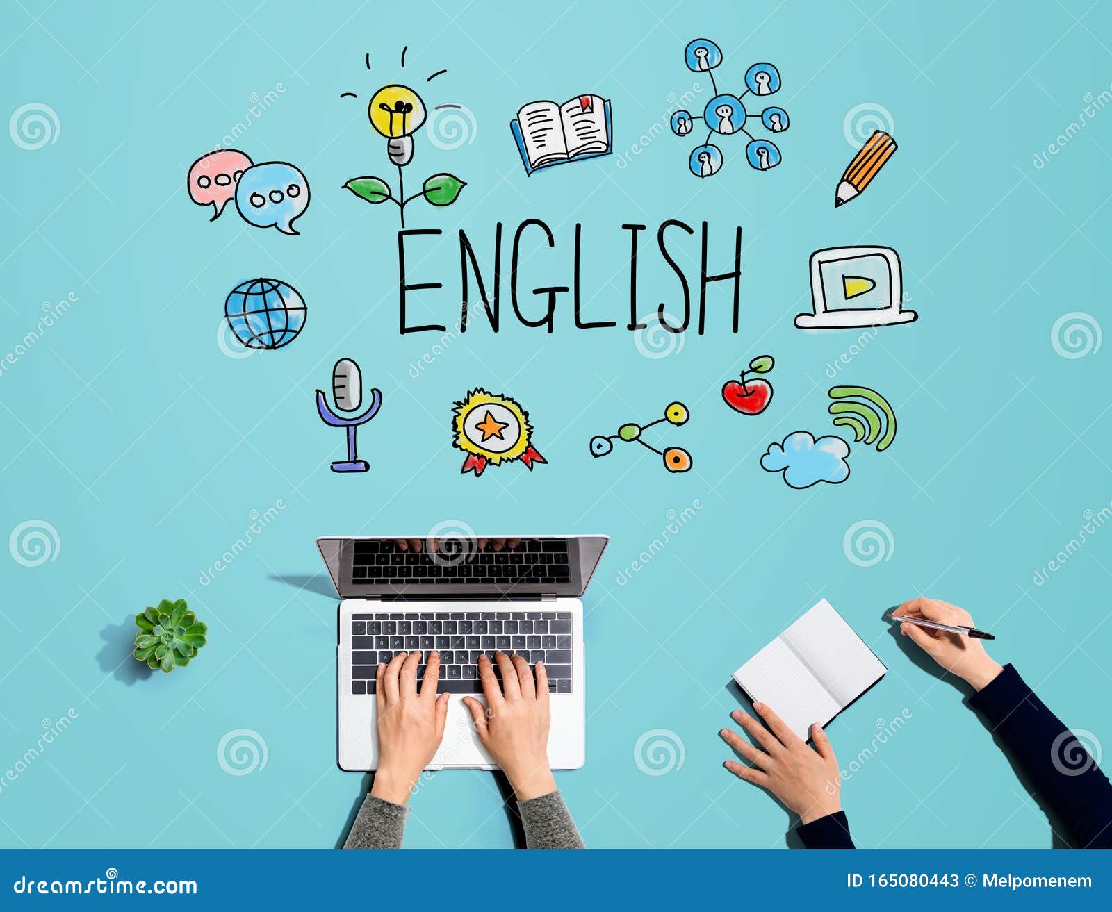 Learning English Concept with People Working Together Stock Image ...