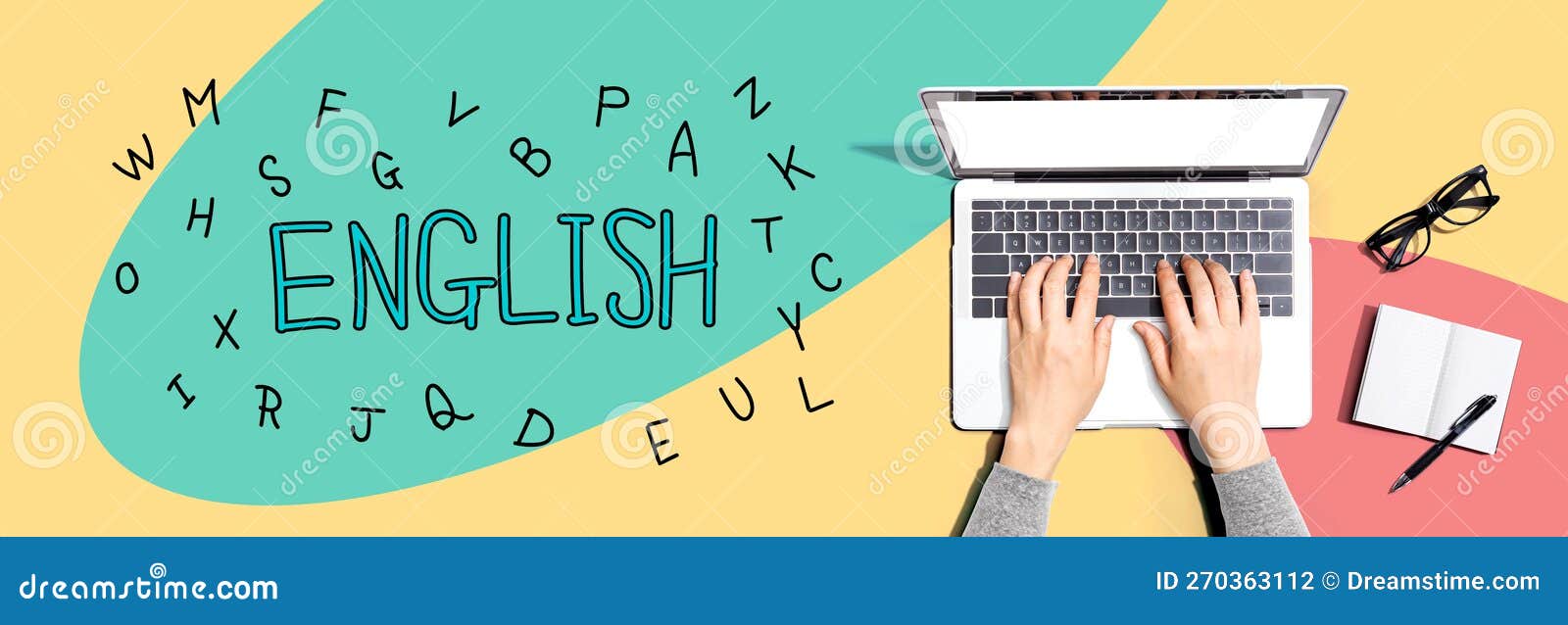 Learning English Concept with Person Using a Laptop Stock Photo - Image ...