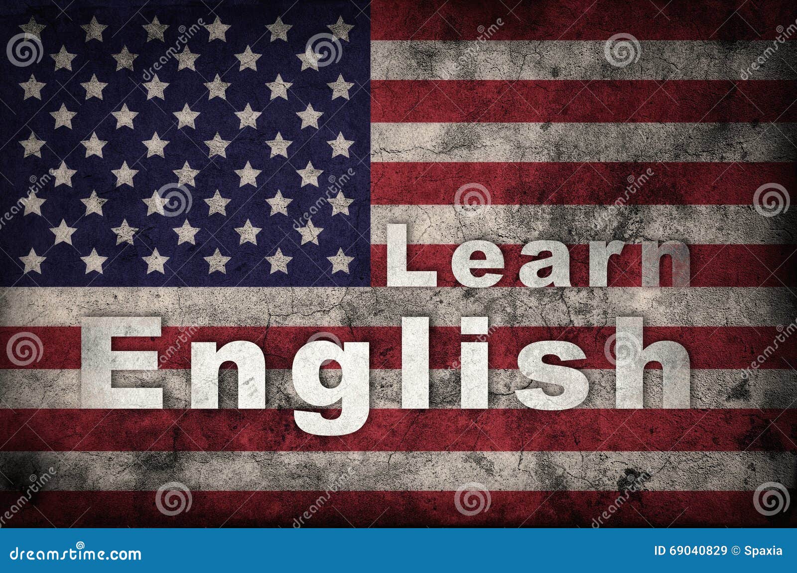 Learning English Concept. USA Flag Stock Illustration - Illustration of ...