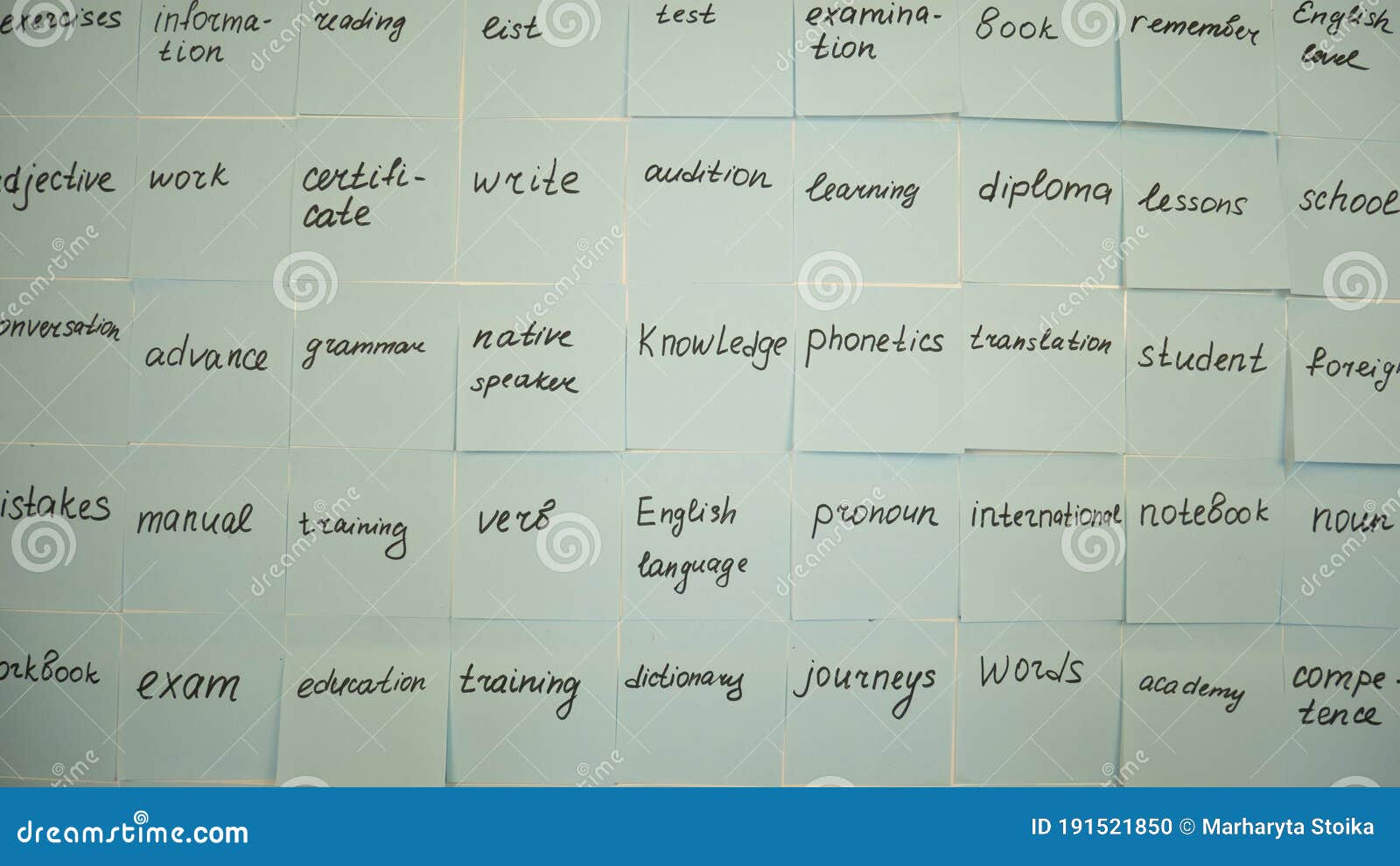 Learning English Tags on Stickers. Stock Photo - Image of bulletin ...