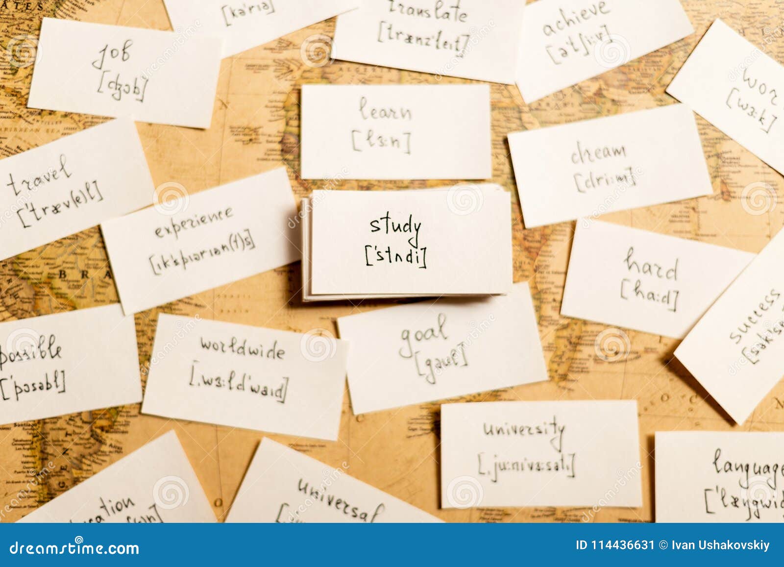 Learning English Words. Study Stock Image - Image of knowledge, cards ...