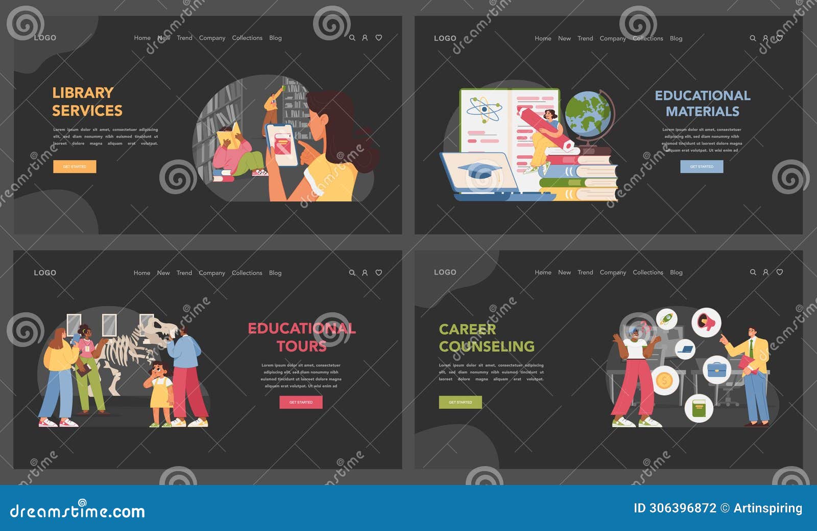 Learning Essentials Set. Flat Vector Illustration Stock Vector ...