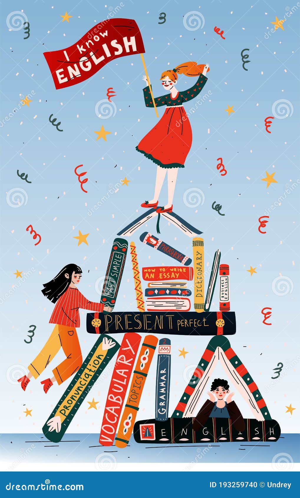 Learning Foreign Language. Students with Books. Education, School ...