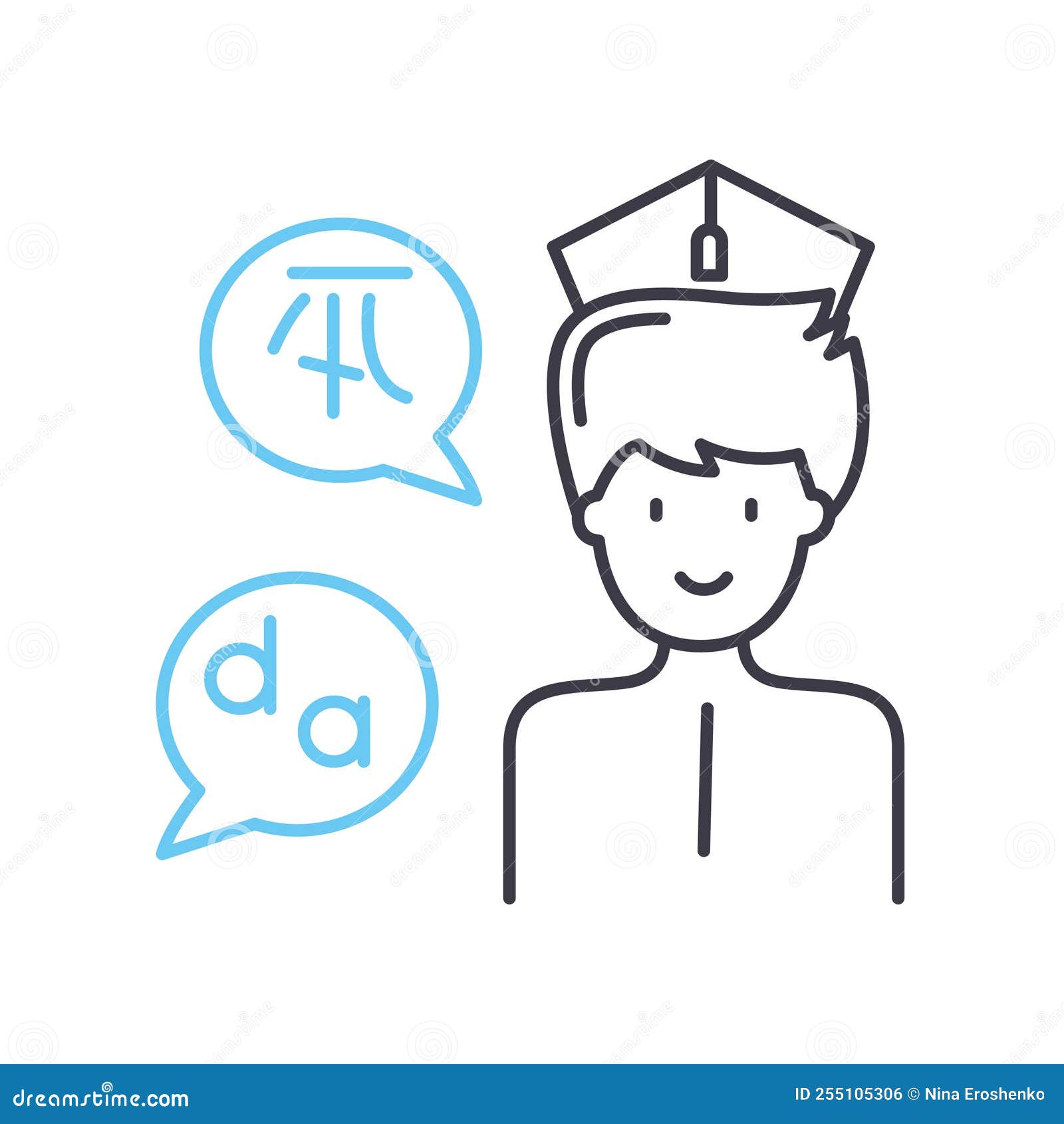 Learning Foreign Languages Line Icon, Outline Symbol, Vector ...