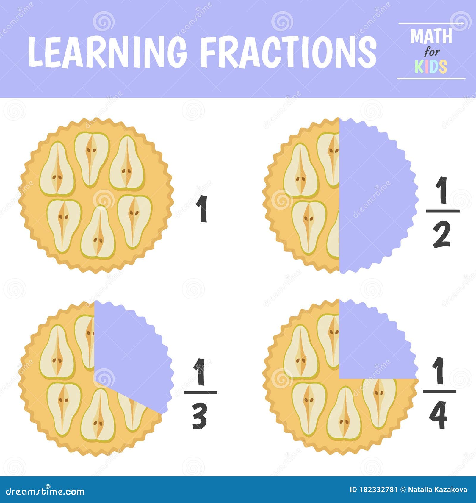 Learning fractions stock vector. Illustration of educational - 182332781