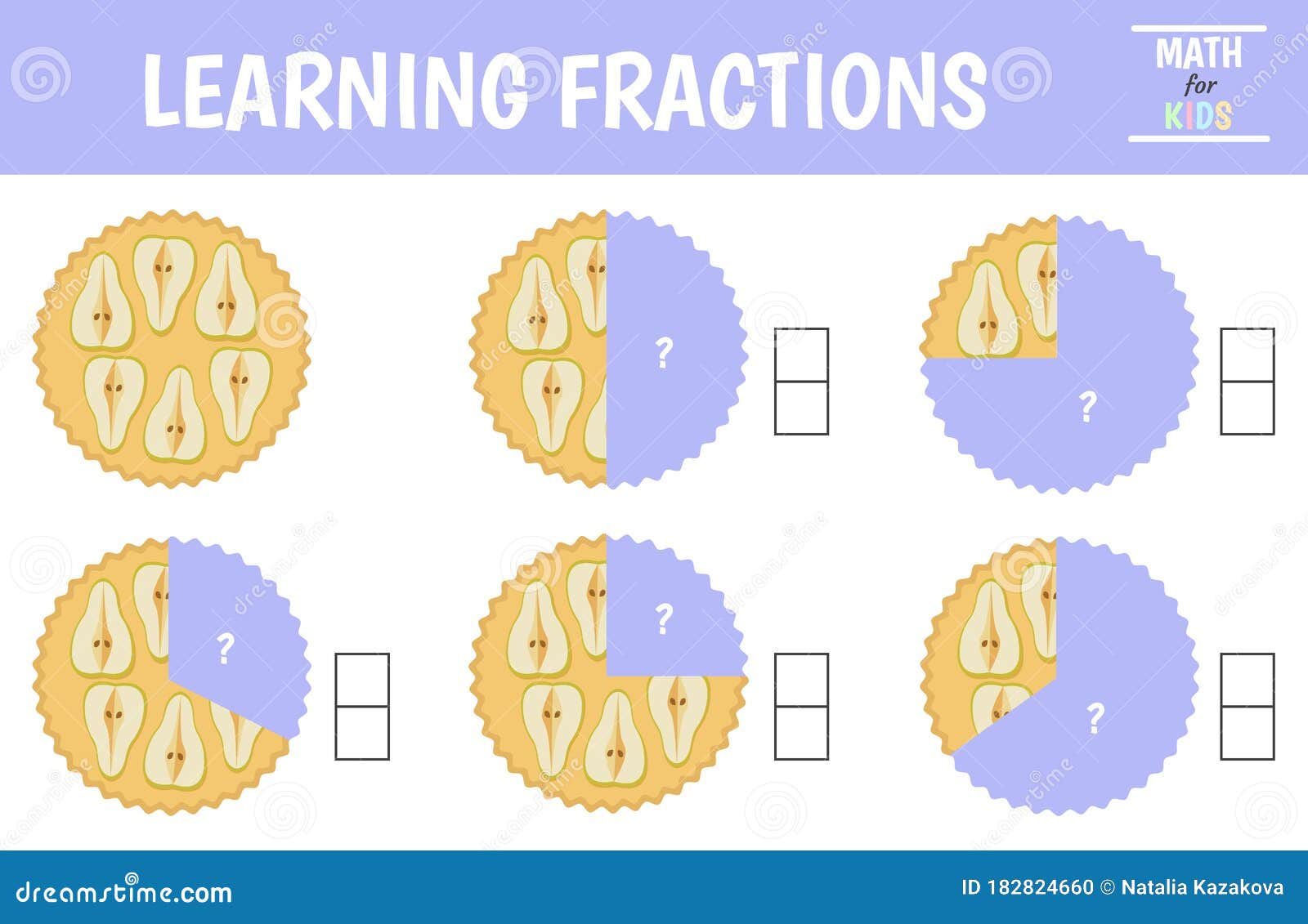 Learning fractions. Pie stock vector. Illustration of learn - 182824660