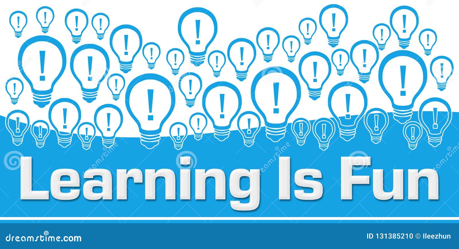 Learning is Fun Blue Background Bulbs on Top Stock Illustration ...