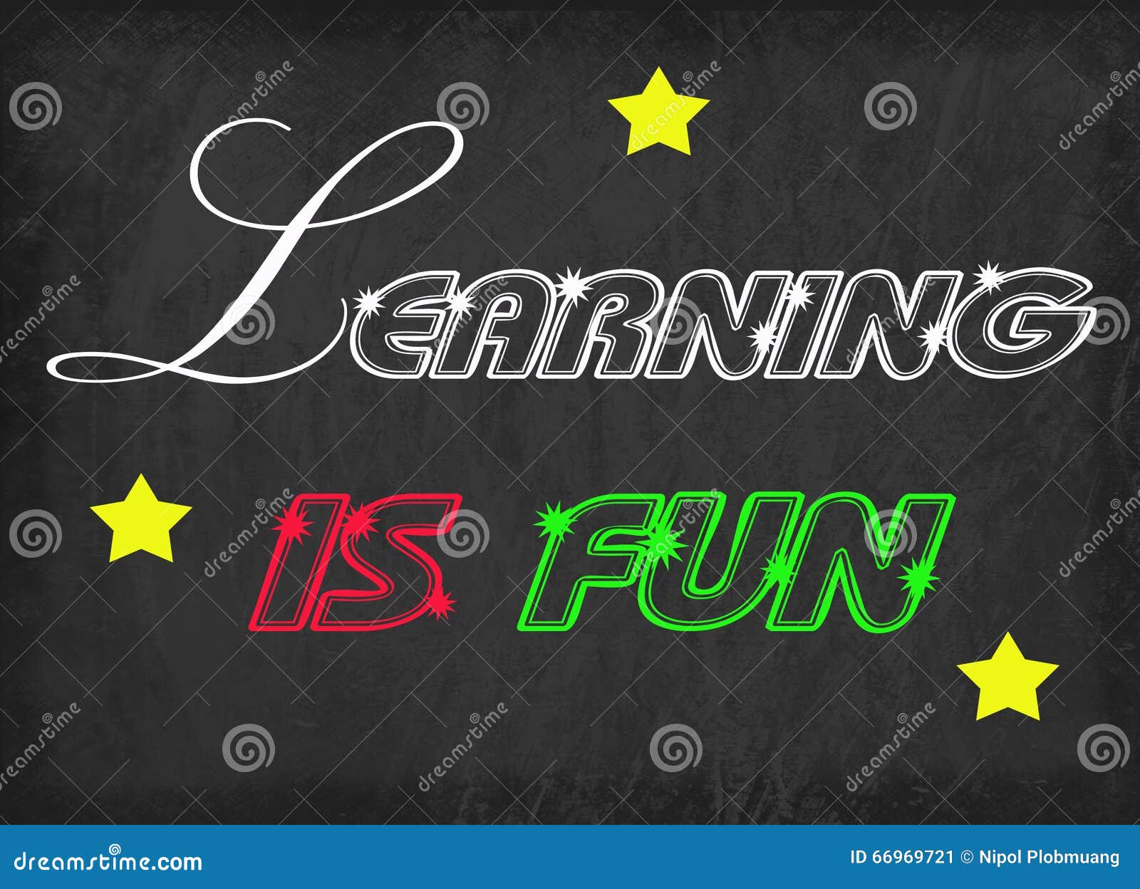 Learning is fun word stock illustration. Illustration of kids - 66969721