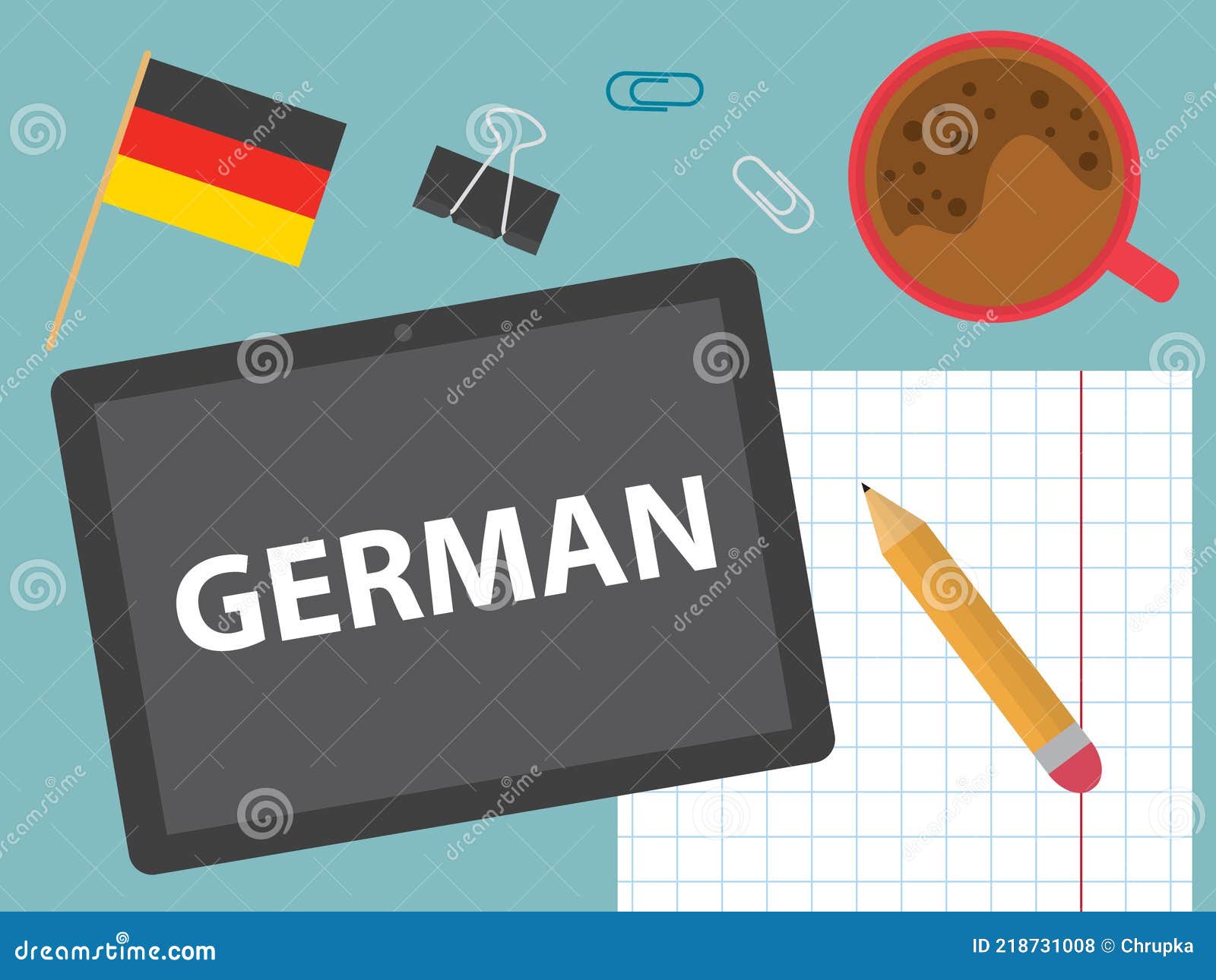 Learning German Language Concept Stock Vector - Illustration of ...