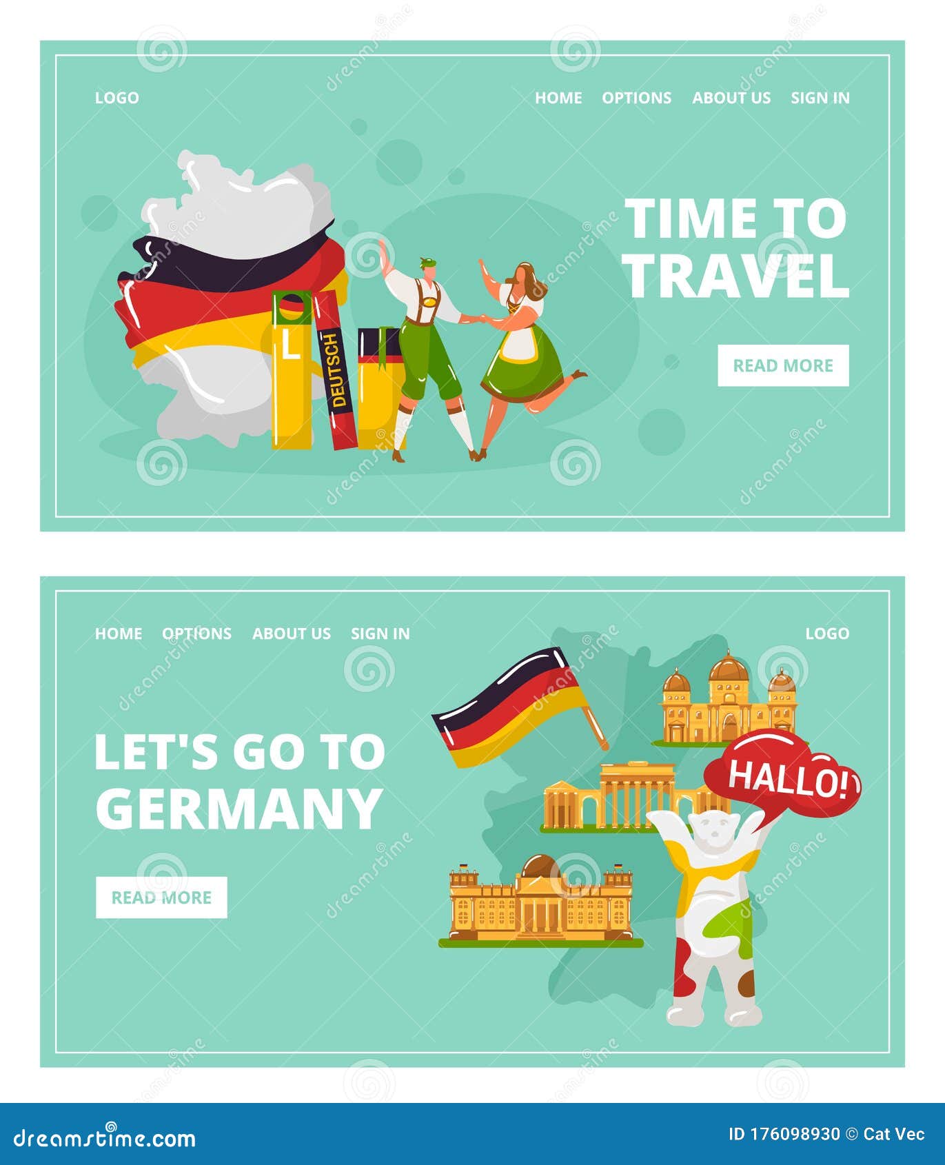 Learning German Language and Travel To Germany Webpage Template Tourism ...