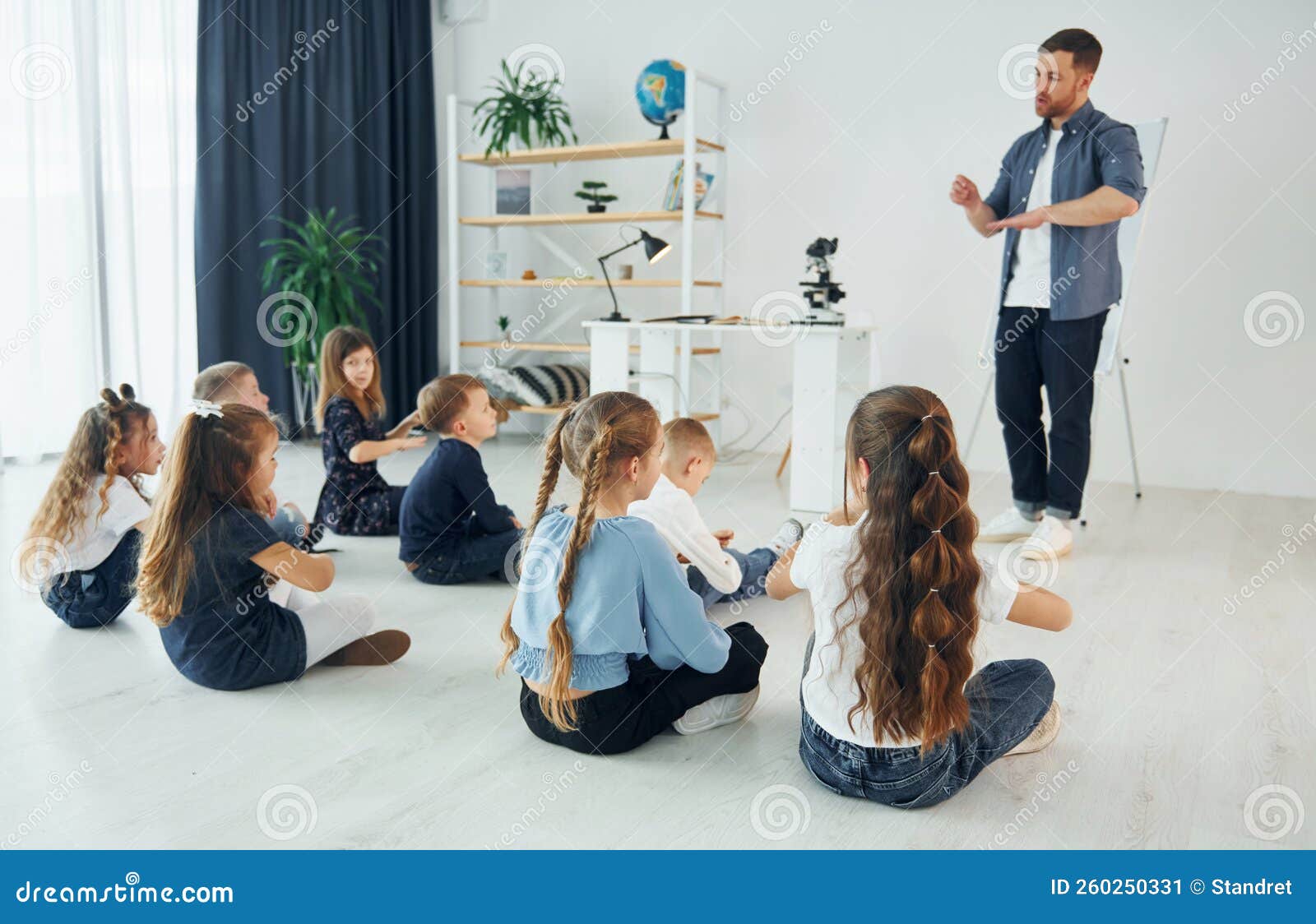 Learning Gesture Language. Group of Children Students in Class at ...