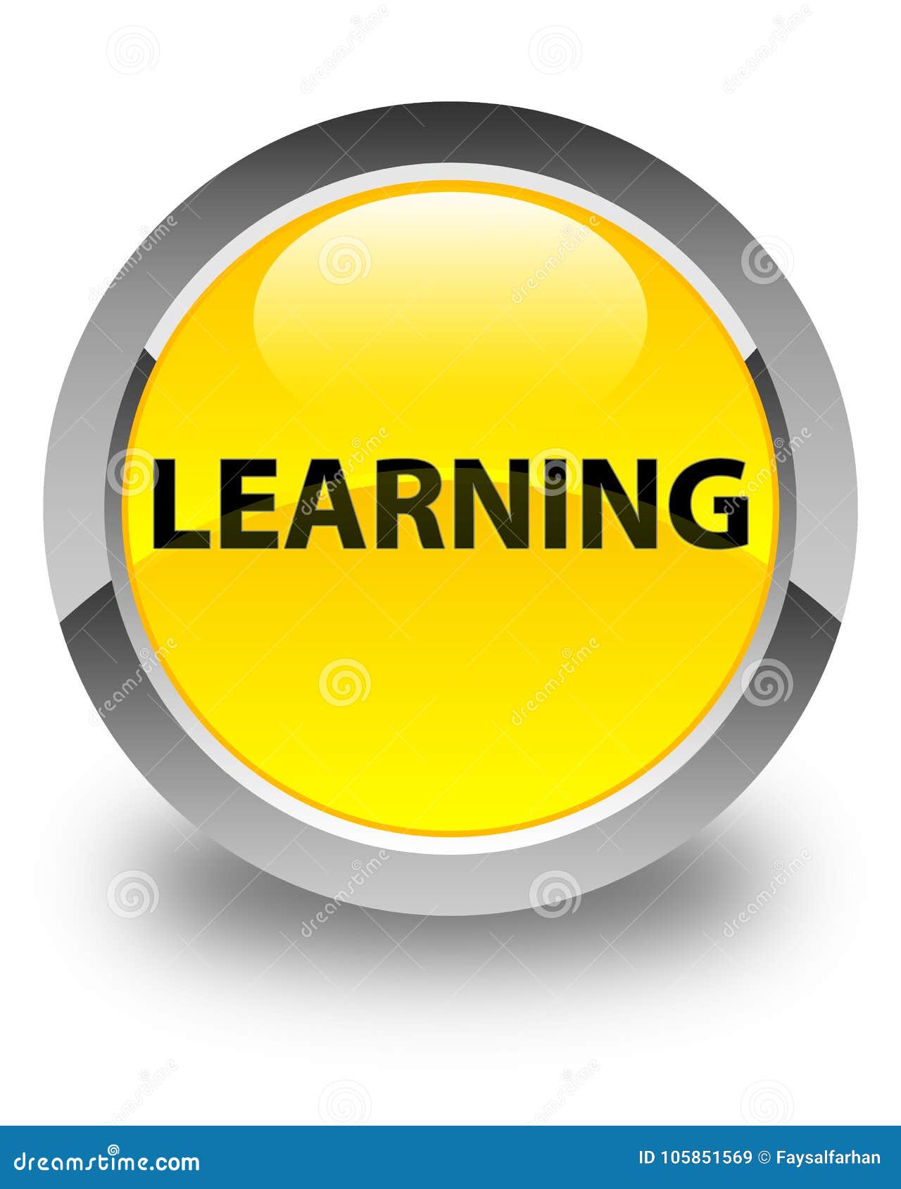 Learning Glossy Yellow Round Button Stock Illustration - Illustration ...