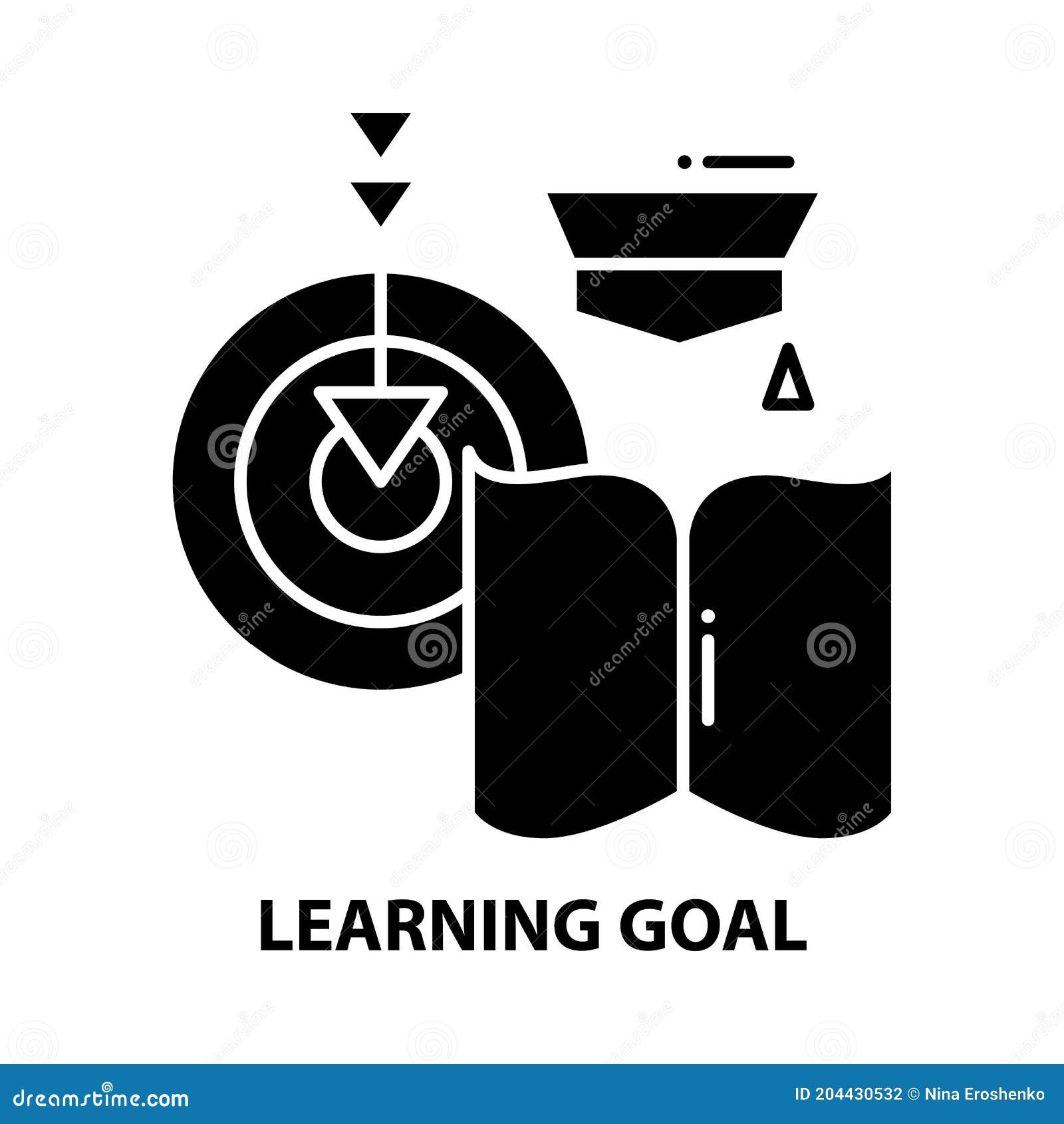 Learning Goal Icon, Black Vector Sign with Editable Strokes, Concept ...
