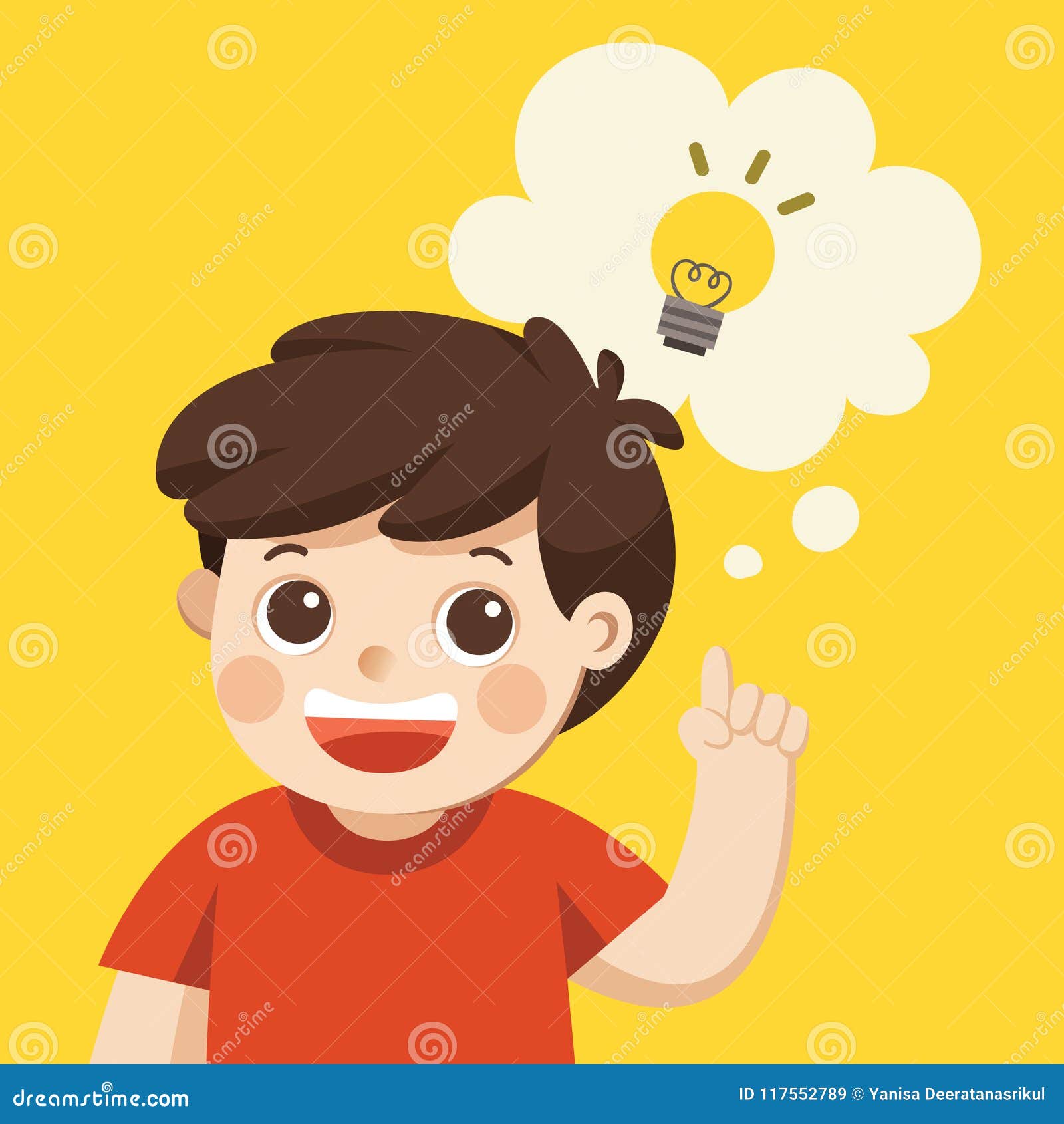 A Cute Boy thinking. stock vector. Illustration of intelligent - 117552789