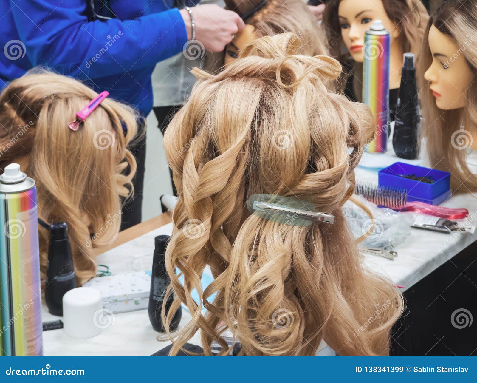 Learning Hairstyles on the Heads of Mannequins. Stock Image - Image of ...