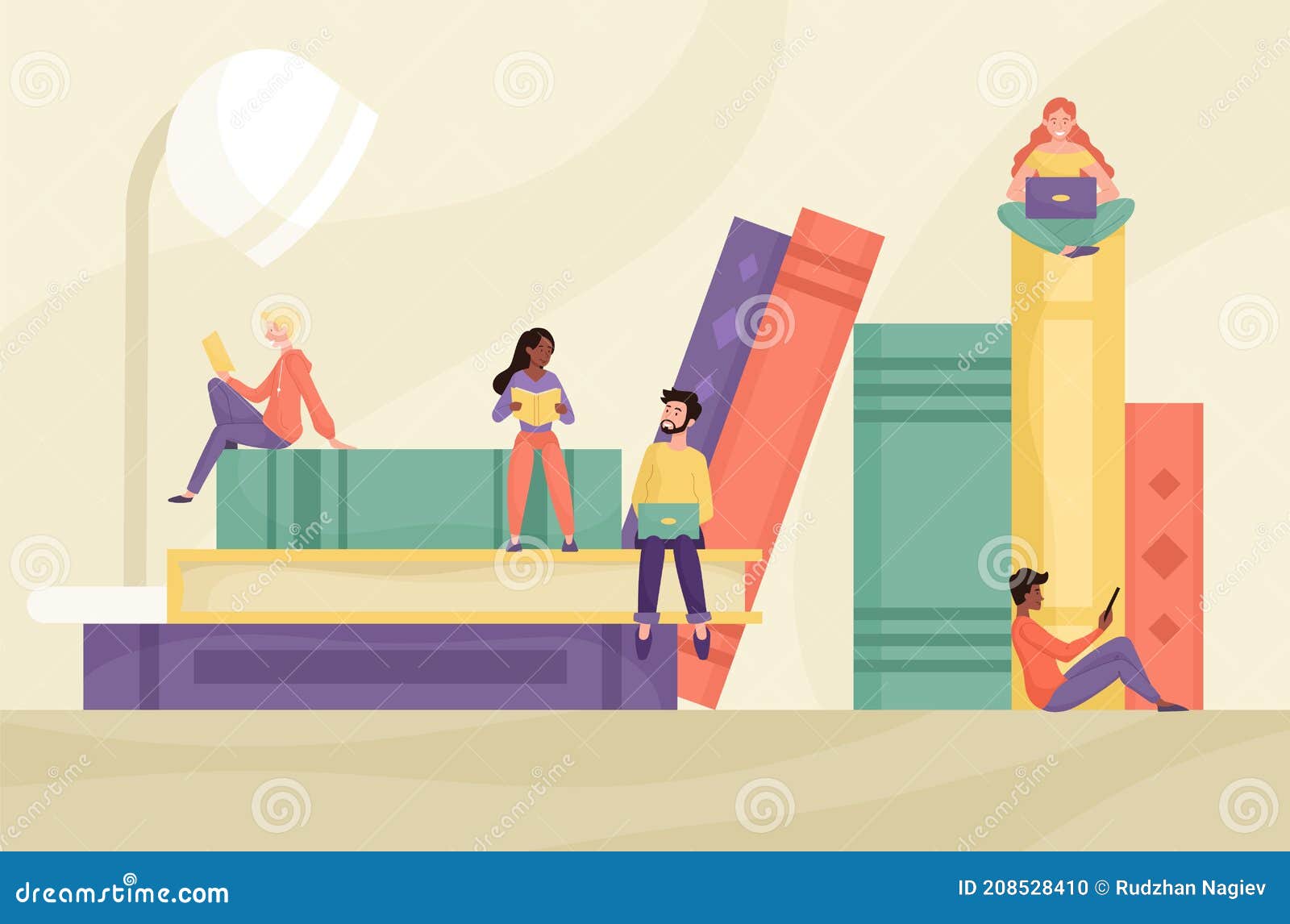 Learning with the Help of Books and the Internet Stock Vector ...