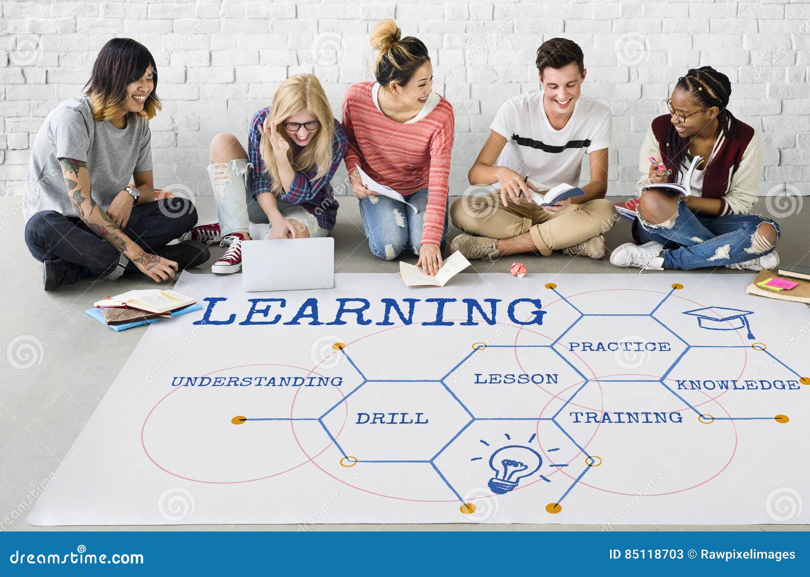 Learning Hexagon Pattern Diagram Graphic Icon Stock Image - Image of ...